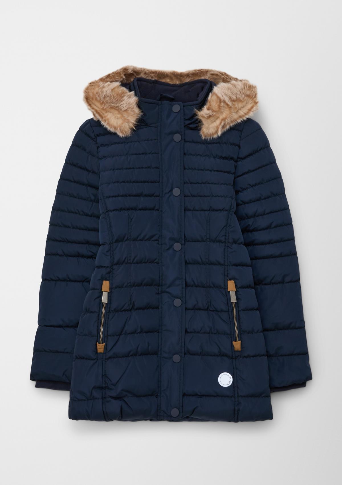 Quilted jacket with a detachable faux fur trim - navy | s.Oliver