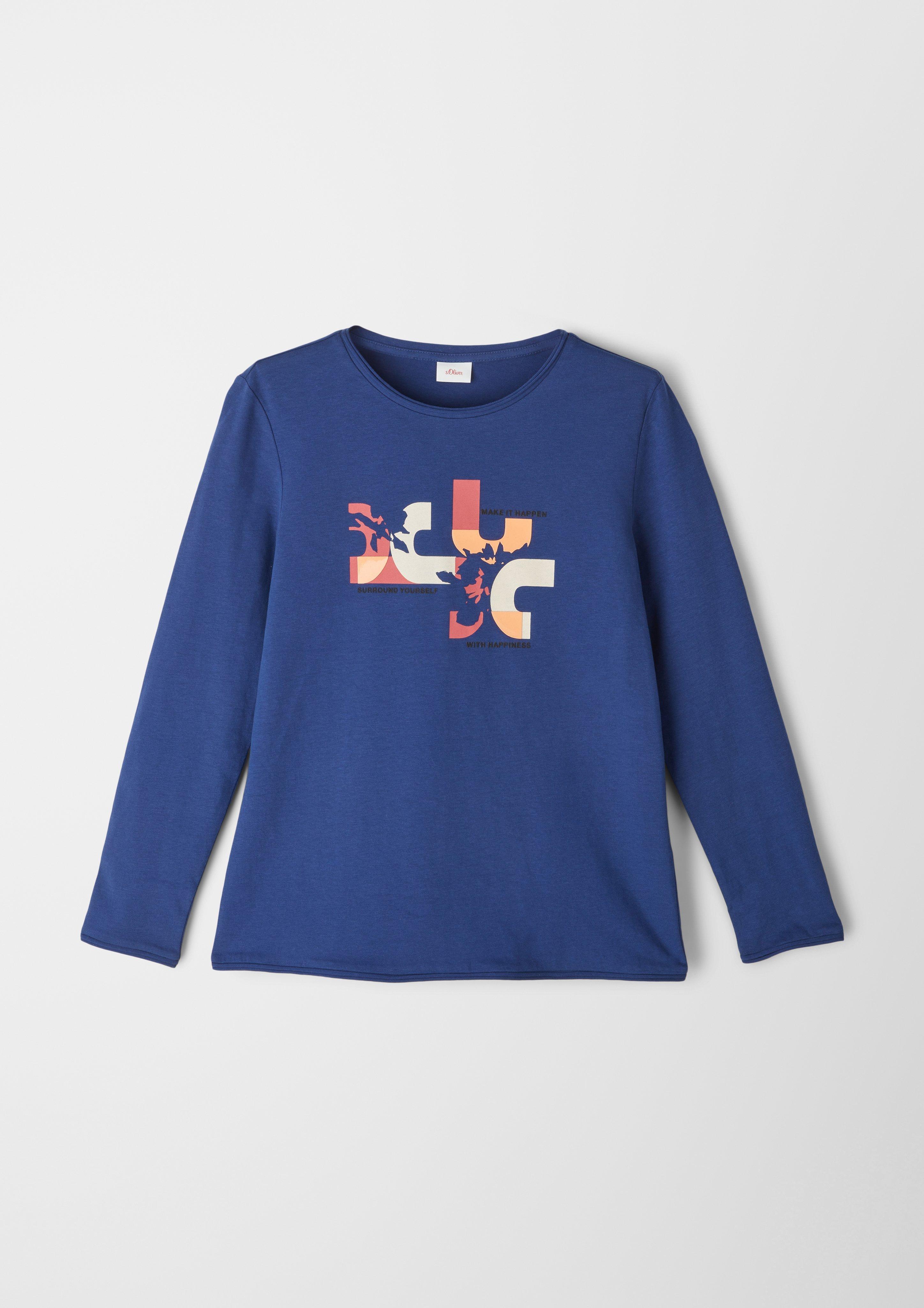 Majica s printom sa zarolanim obrubom - svijetla boja pijeska | s.Oliver