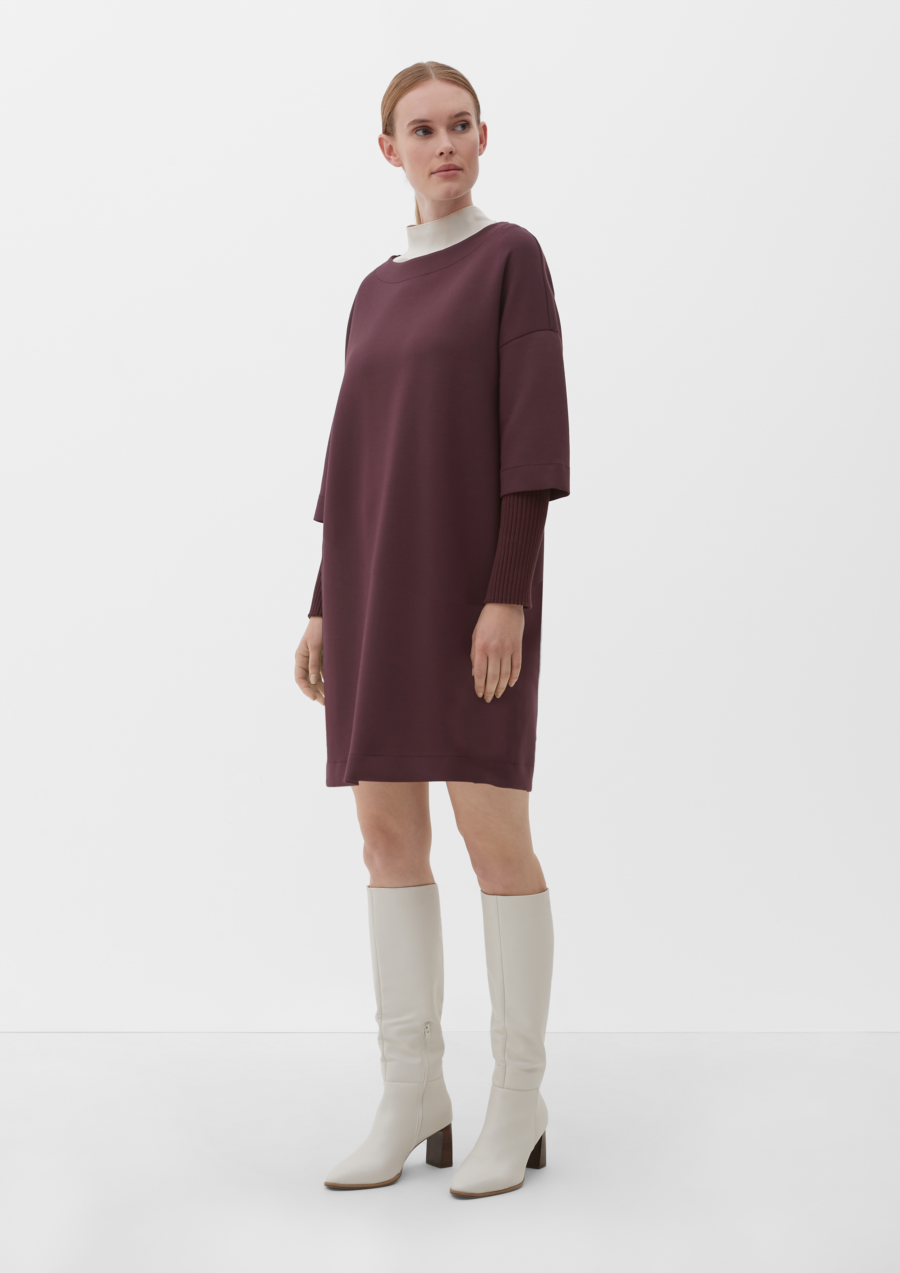 Sweatshirt dress with ribbed sleeves - purple | s.Oliver