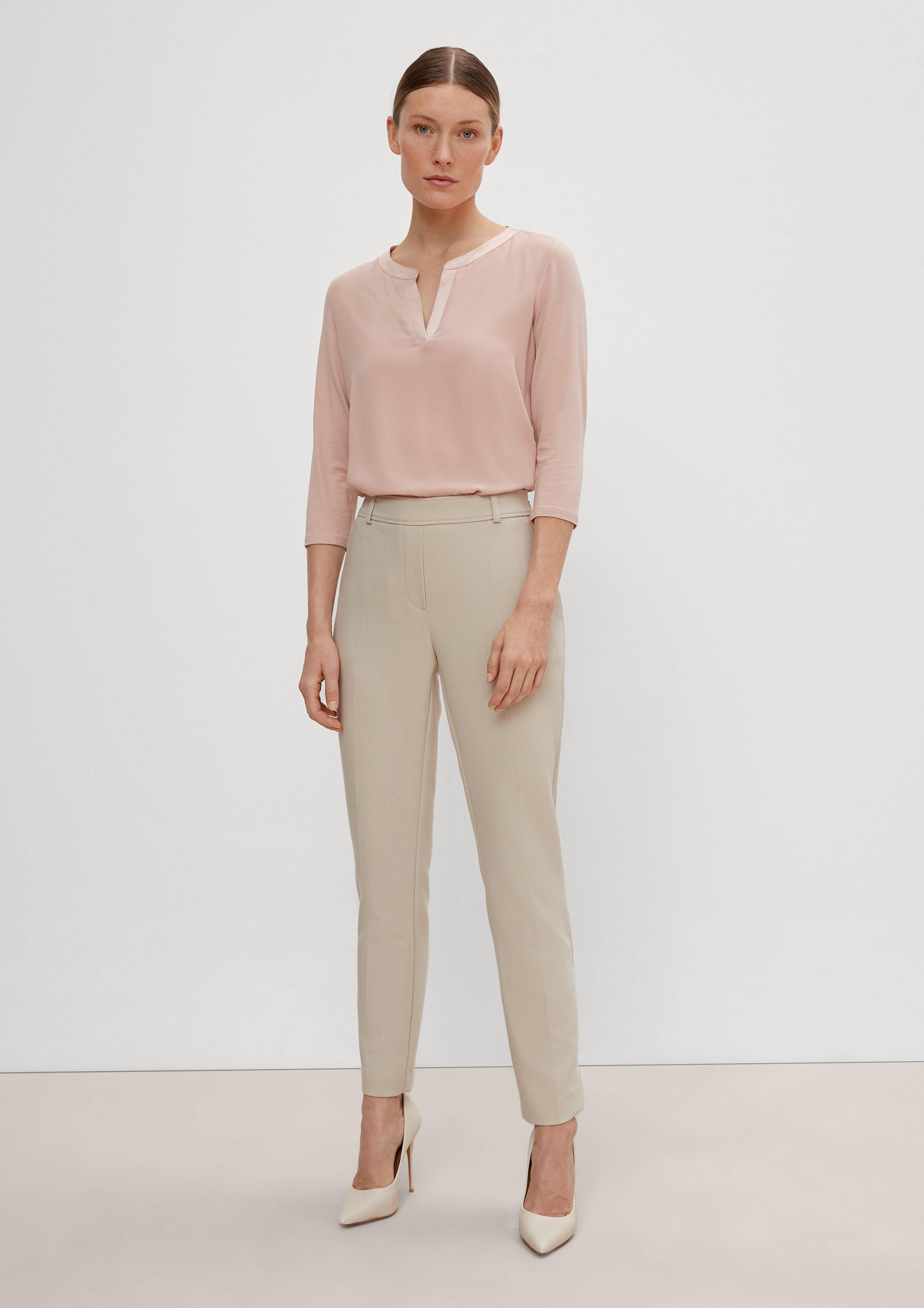 Mixed fabric blouse top - soft rose | Comma