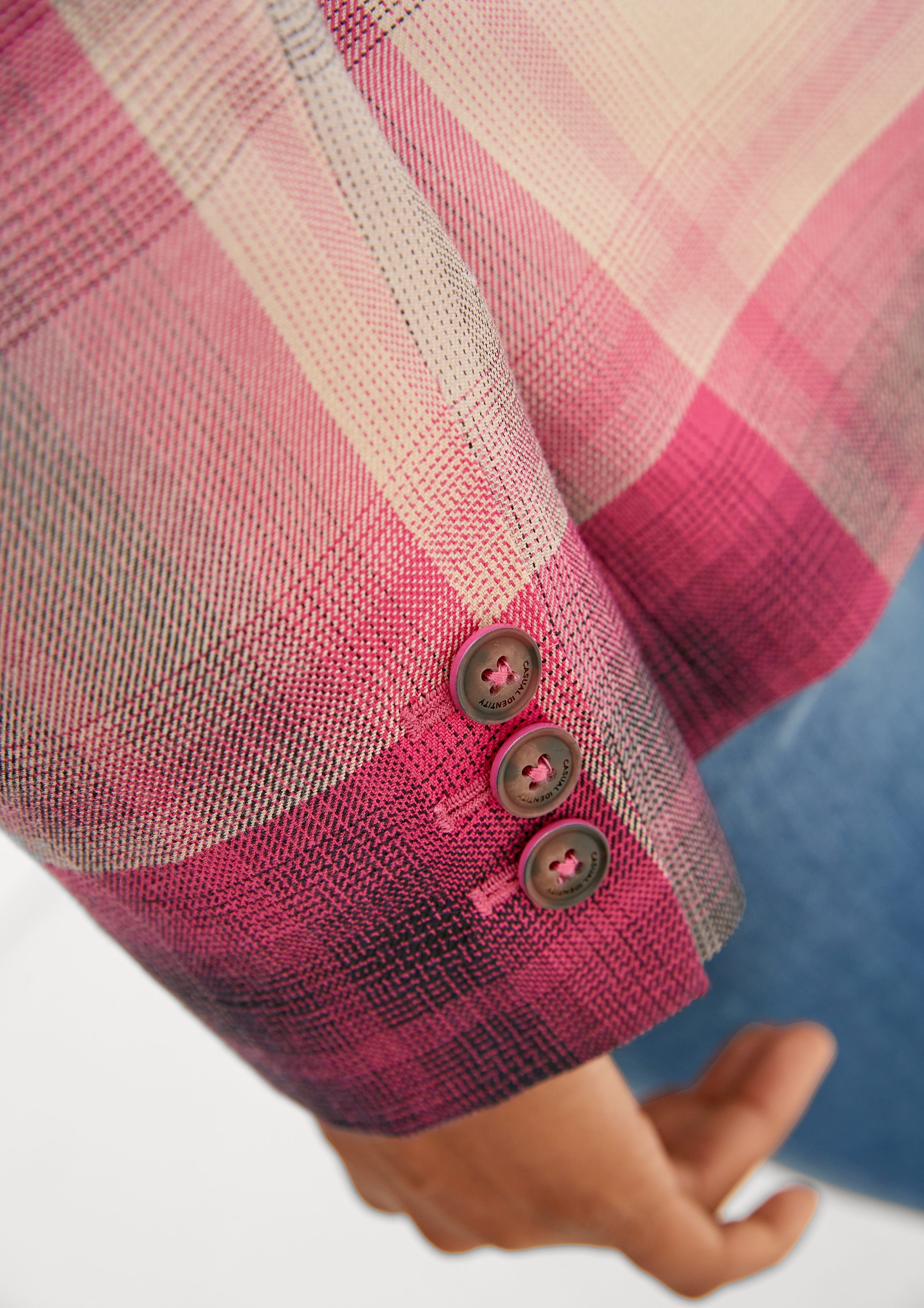 Multi-coloured check blazer - Beige | SCAYLE