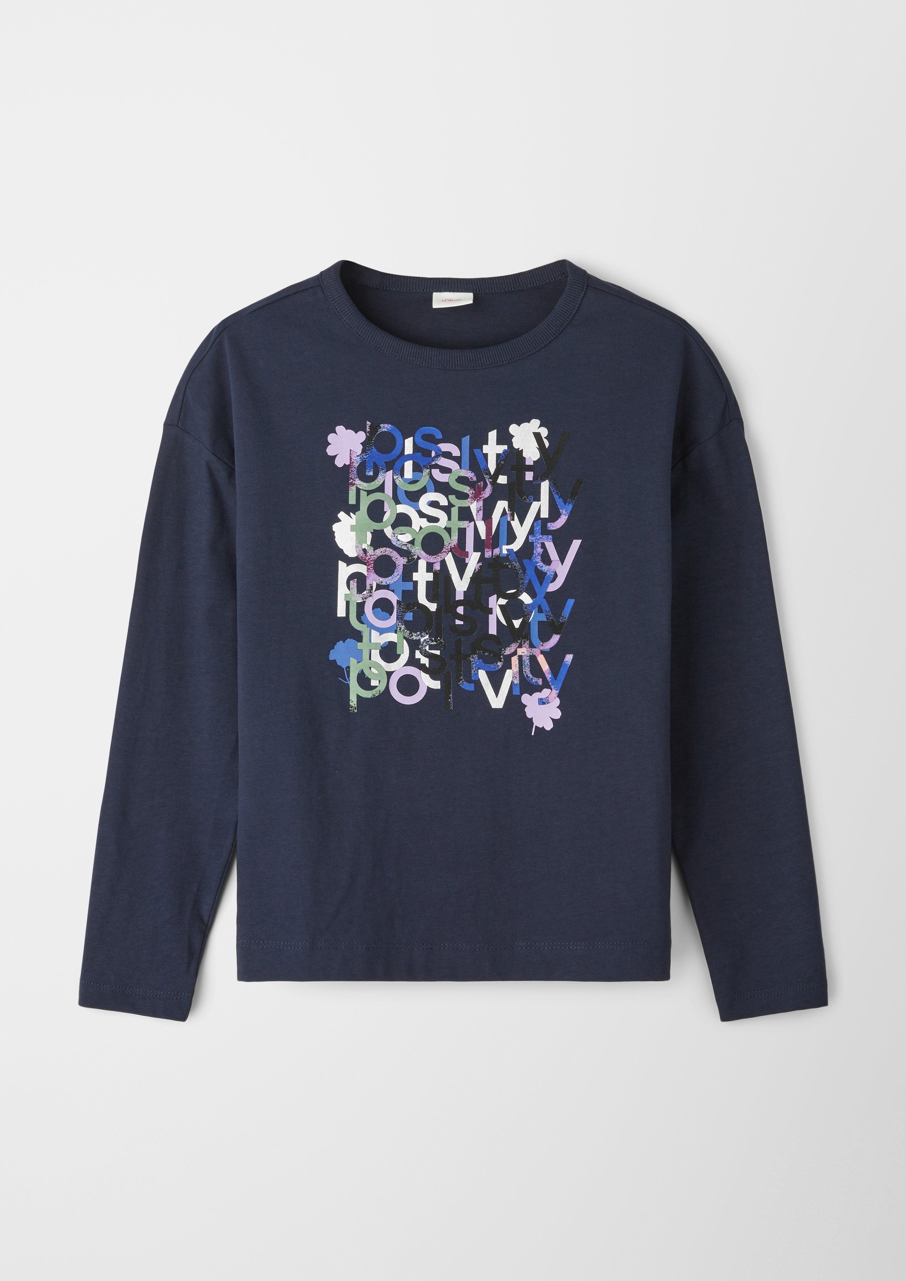 Long sleeve top with a front print - Blue | s.Oliver
