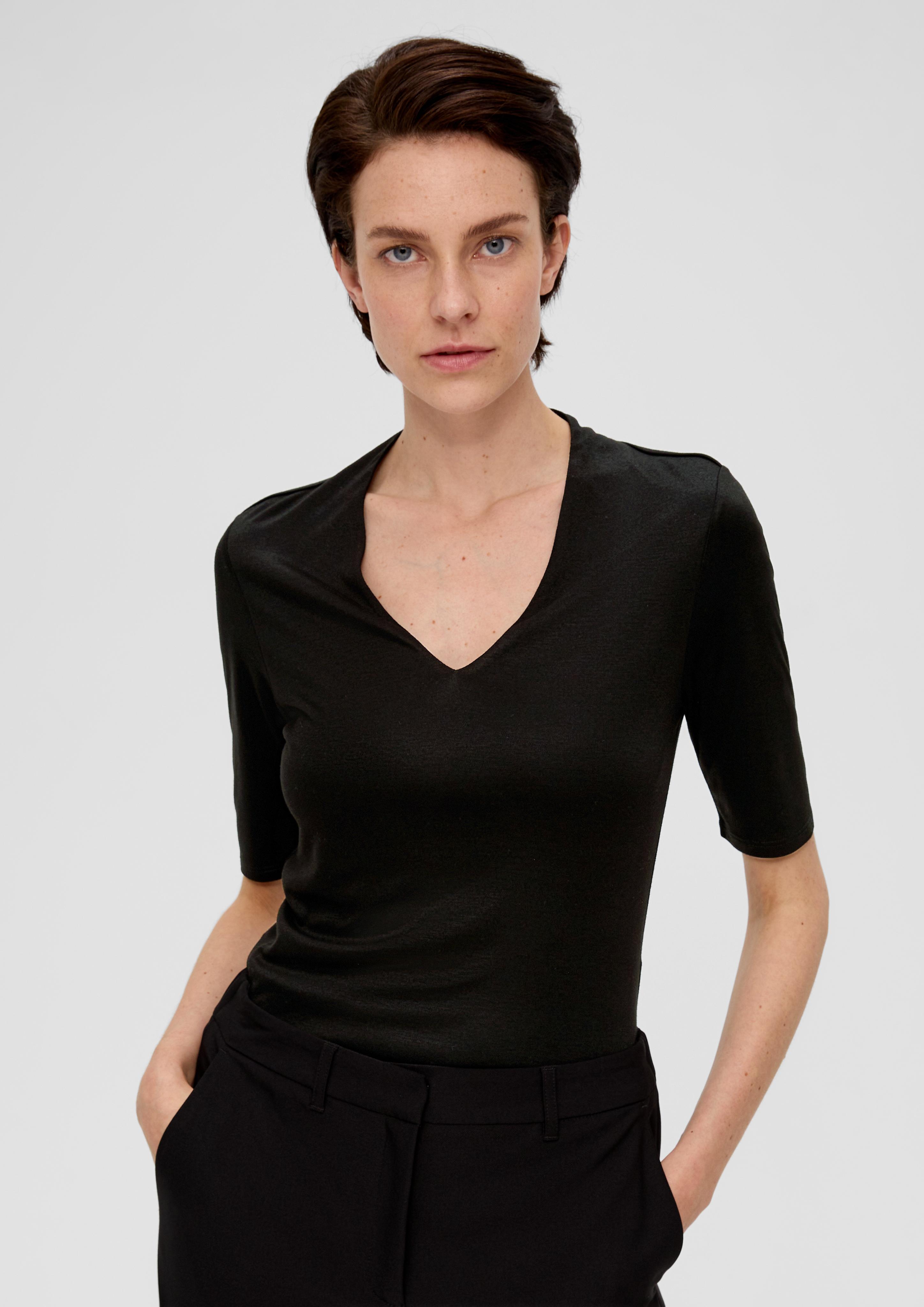 T-Shirt mit V-Ausschnitt - ecru | s.Oliver T-Shirt mit V-Ausschnitt - ecru | s.Oliver