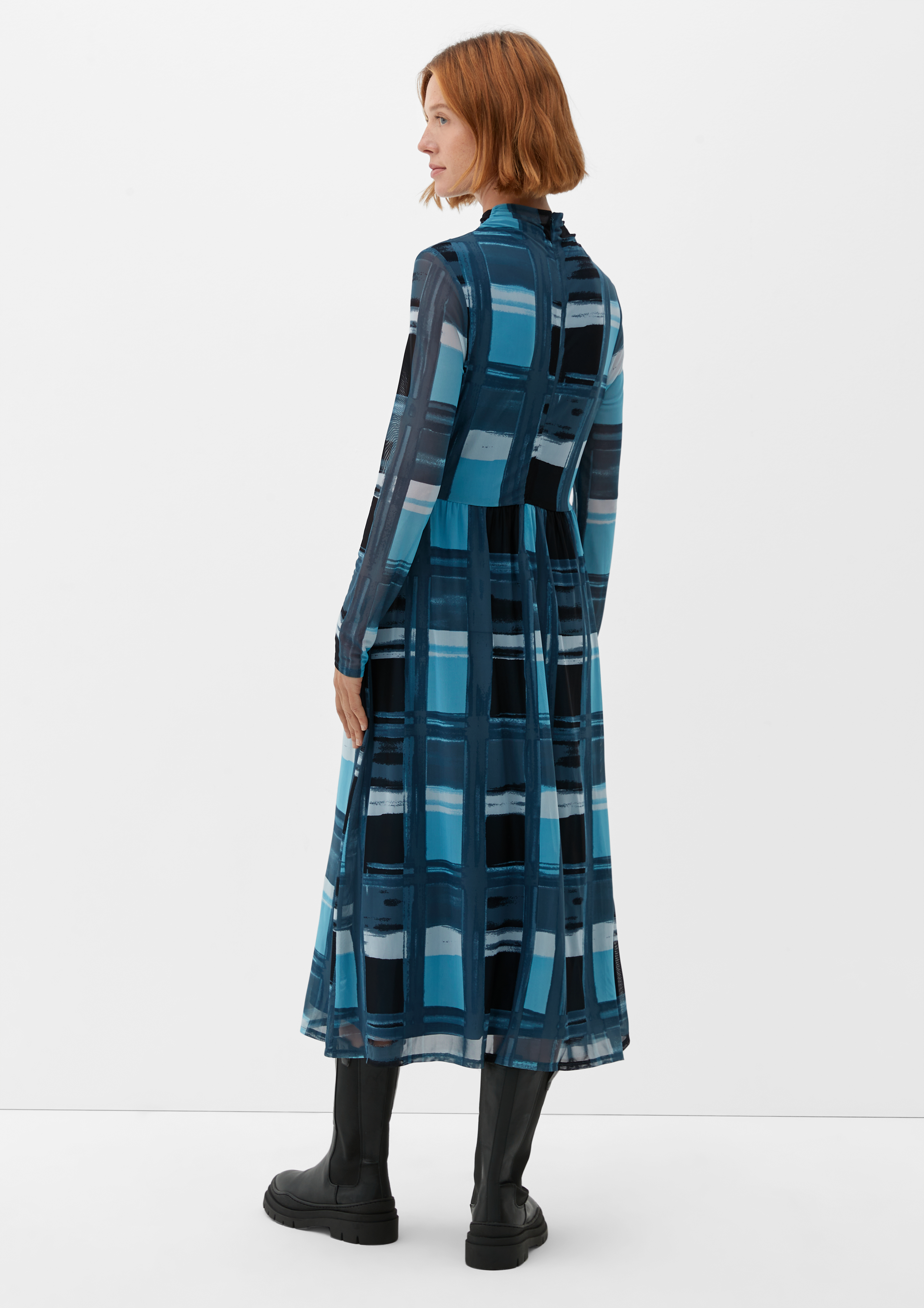 Mesh dress with an all-over pattern - deep blue | s.Oliver