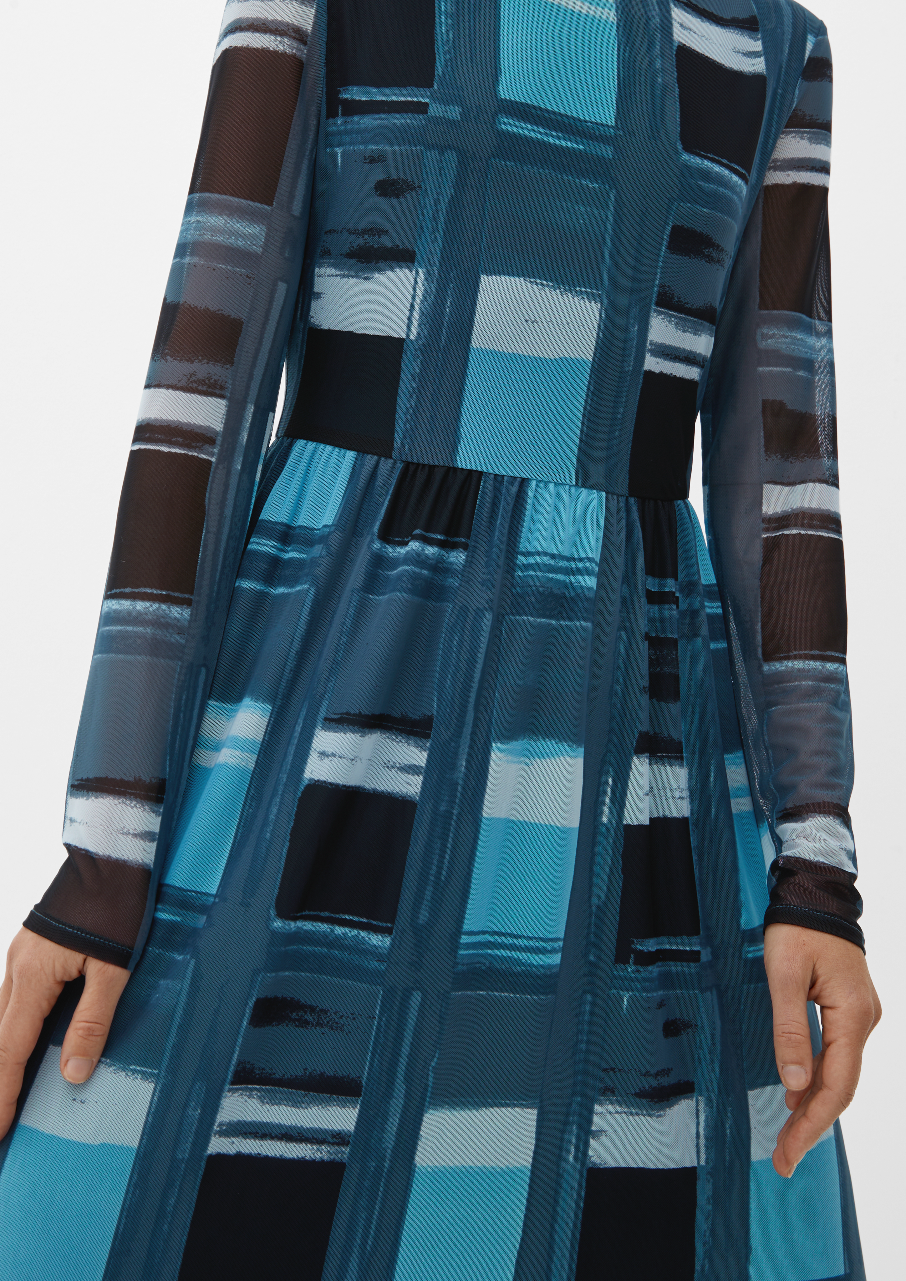 Mesh dress with an all-over pattern - deep blue | s.Oliver