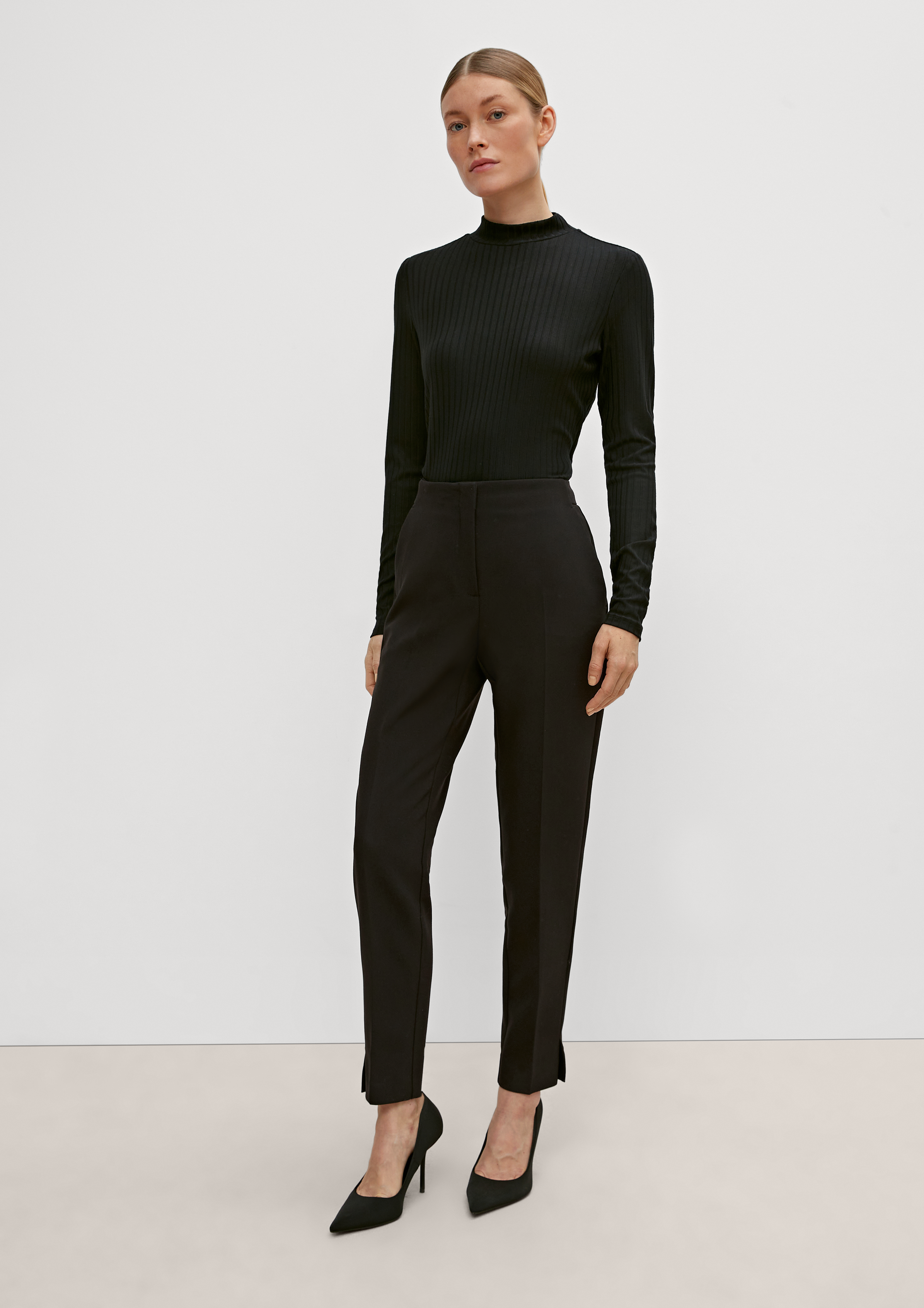 Regular fit: viscose blend trousers - black | Comma