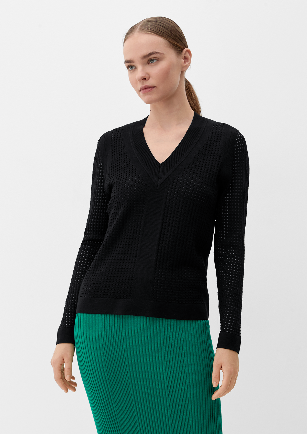 Jumper with an openwork pattern - black | s.Oliver