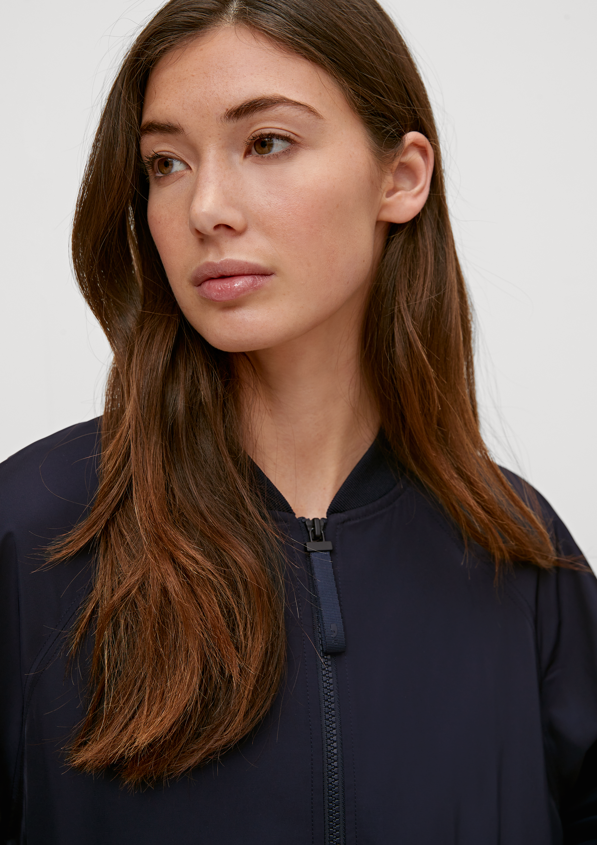 blouson with stand up collar and ribbed cuffs - Blue | SCAYLE