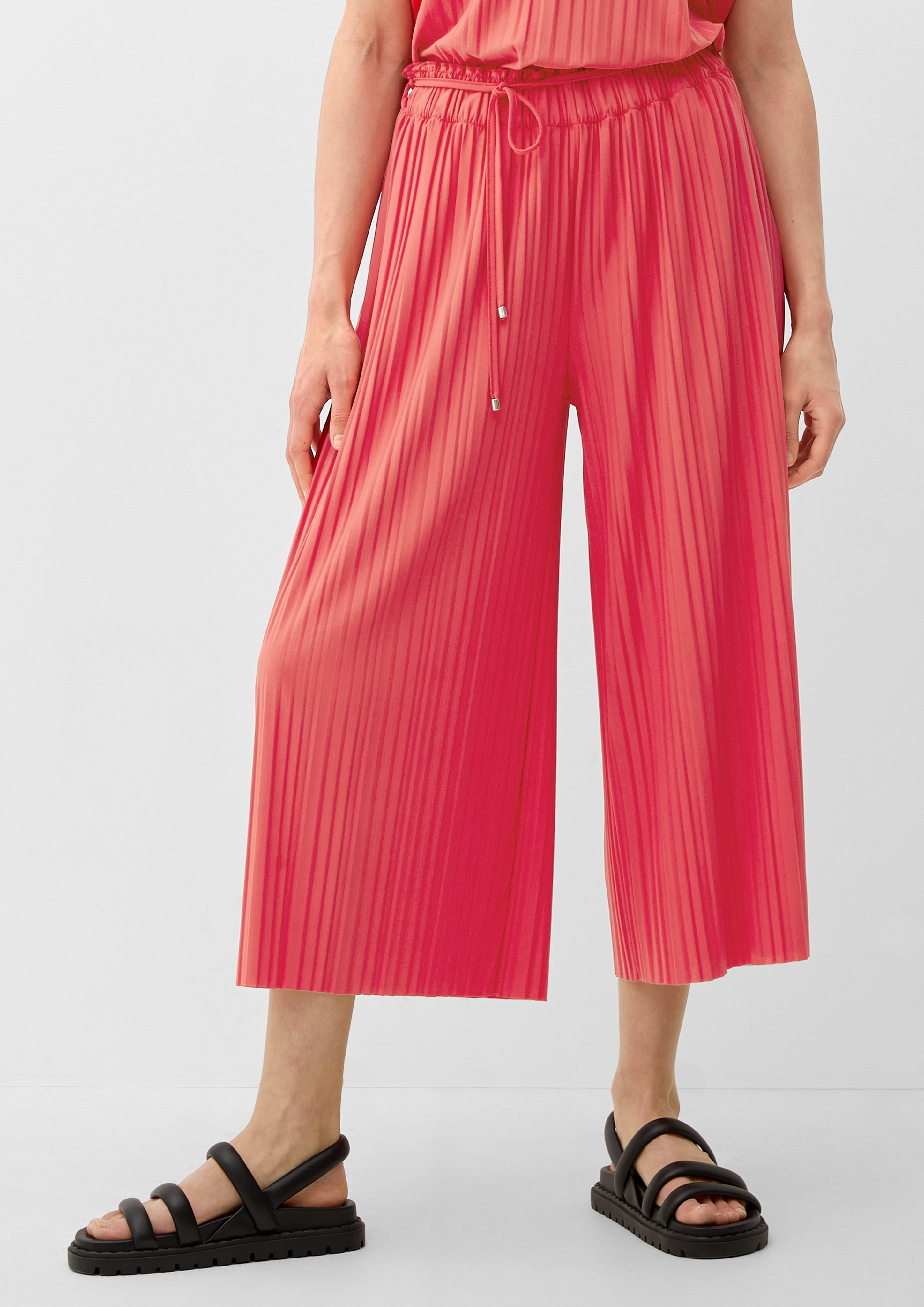 Loose fit: pleated culottes - pink | s.Oliver