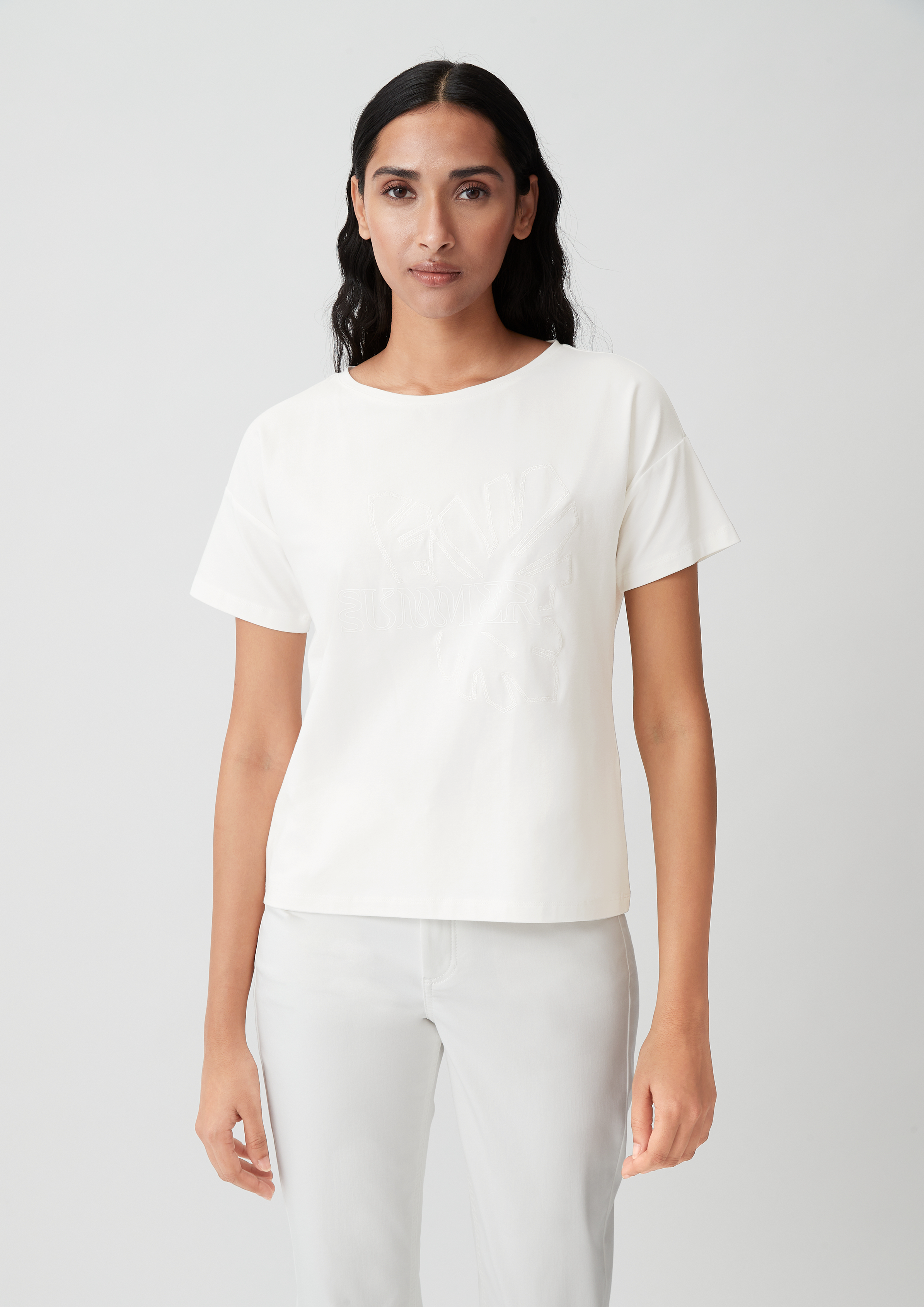T-shirt with modal - white | Comma