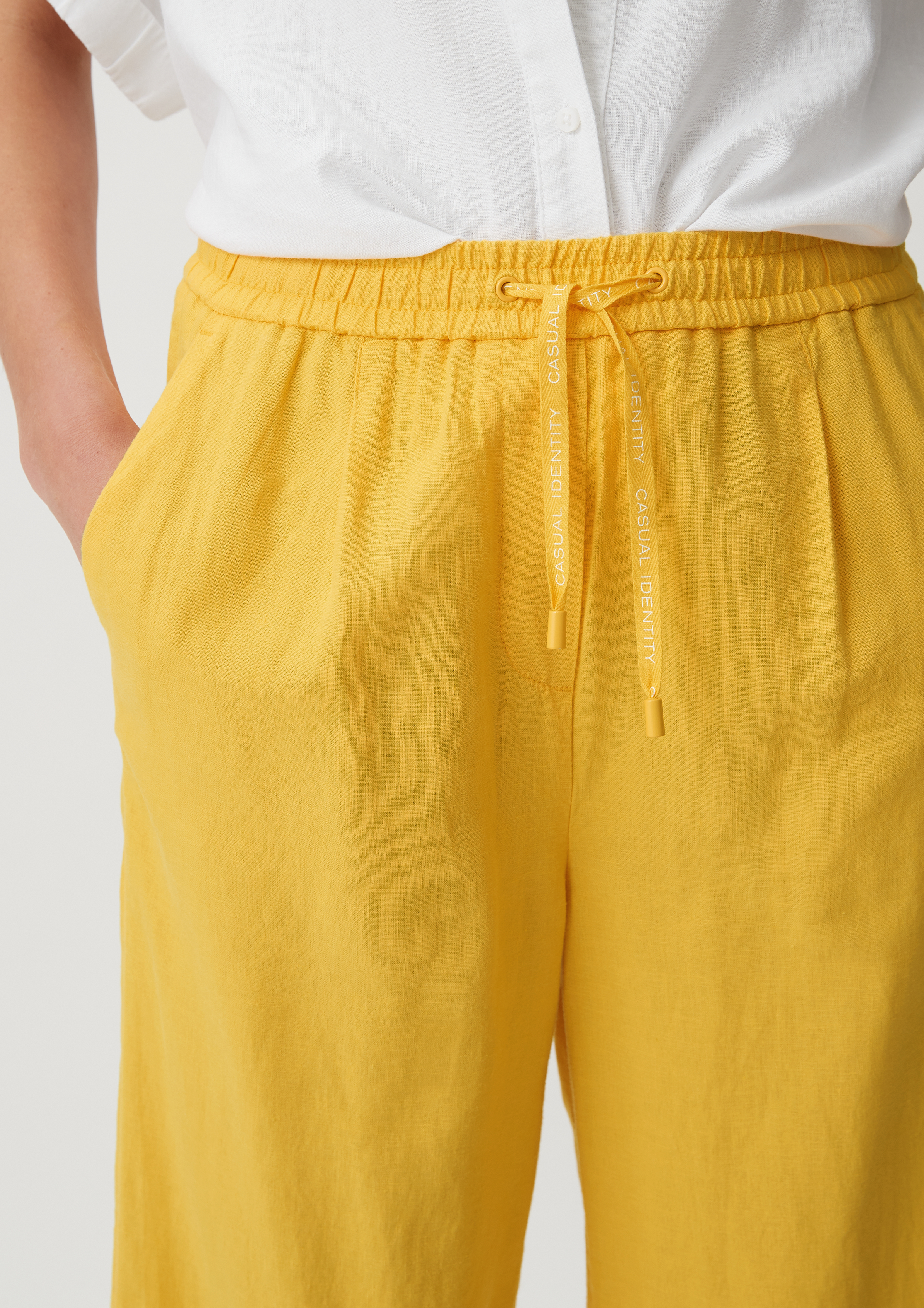 Loose fit: blended linen trousers - golden yellow | Comma