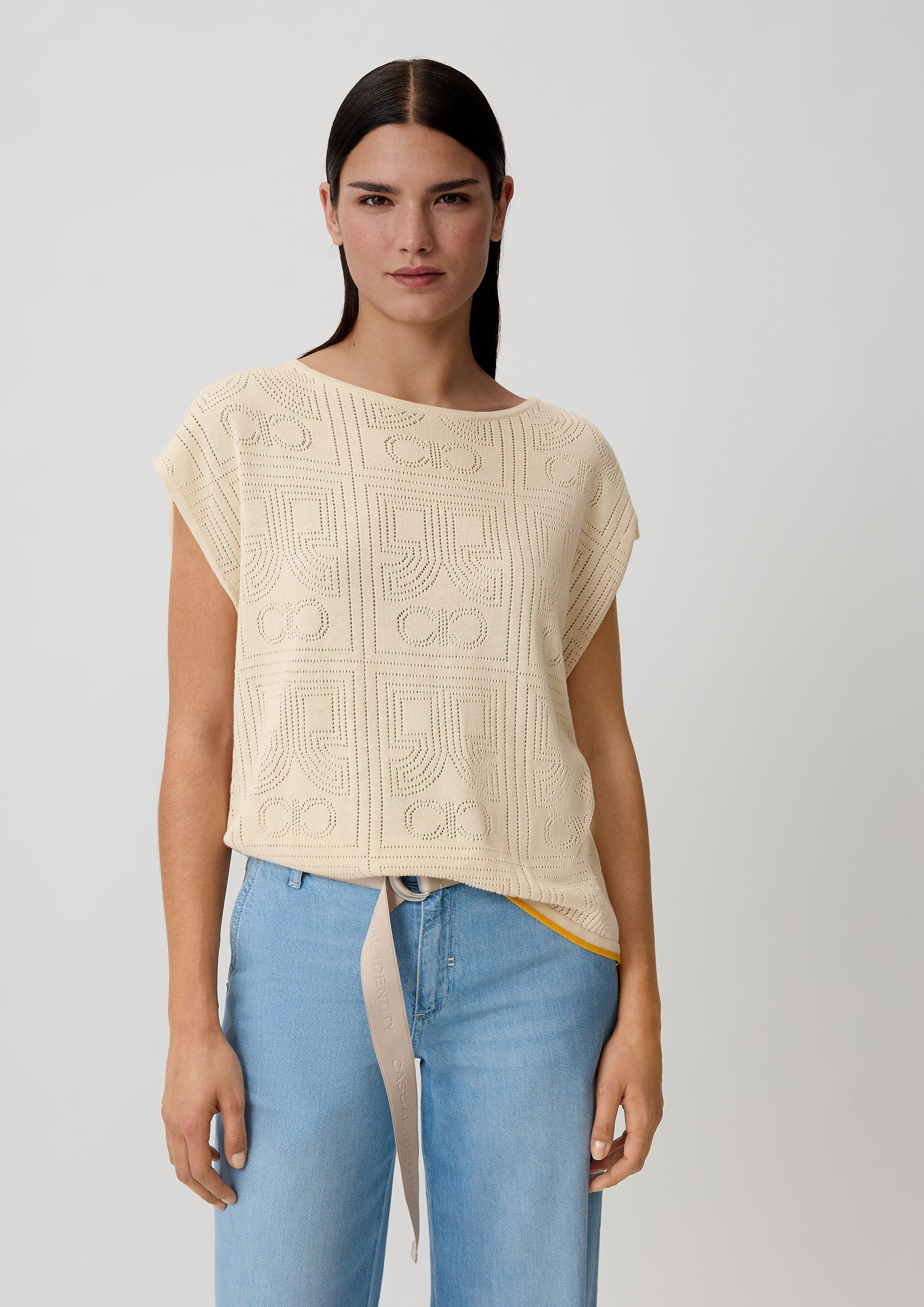 Strickpullunder mit Lochstickerei - hellgelb | Comma