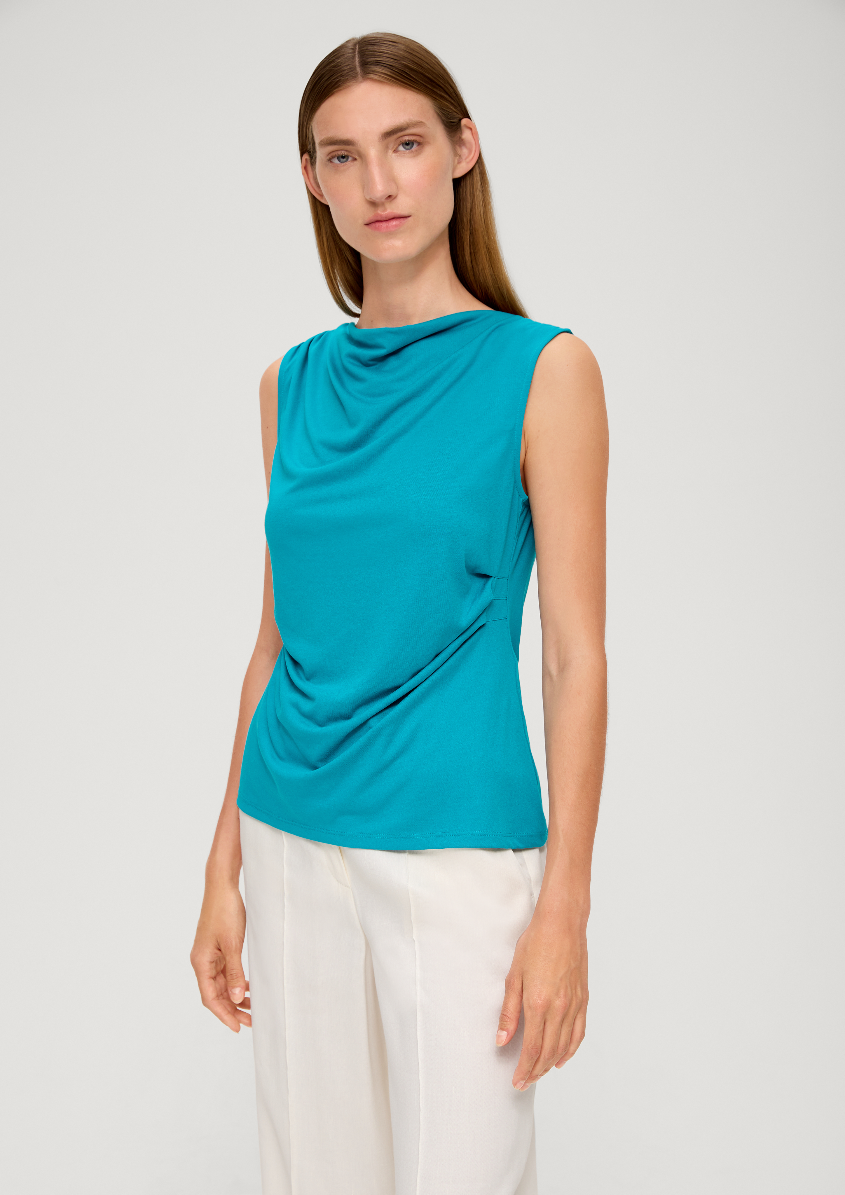 Blended modal blouse top - turquoise blue | s.Oliver