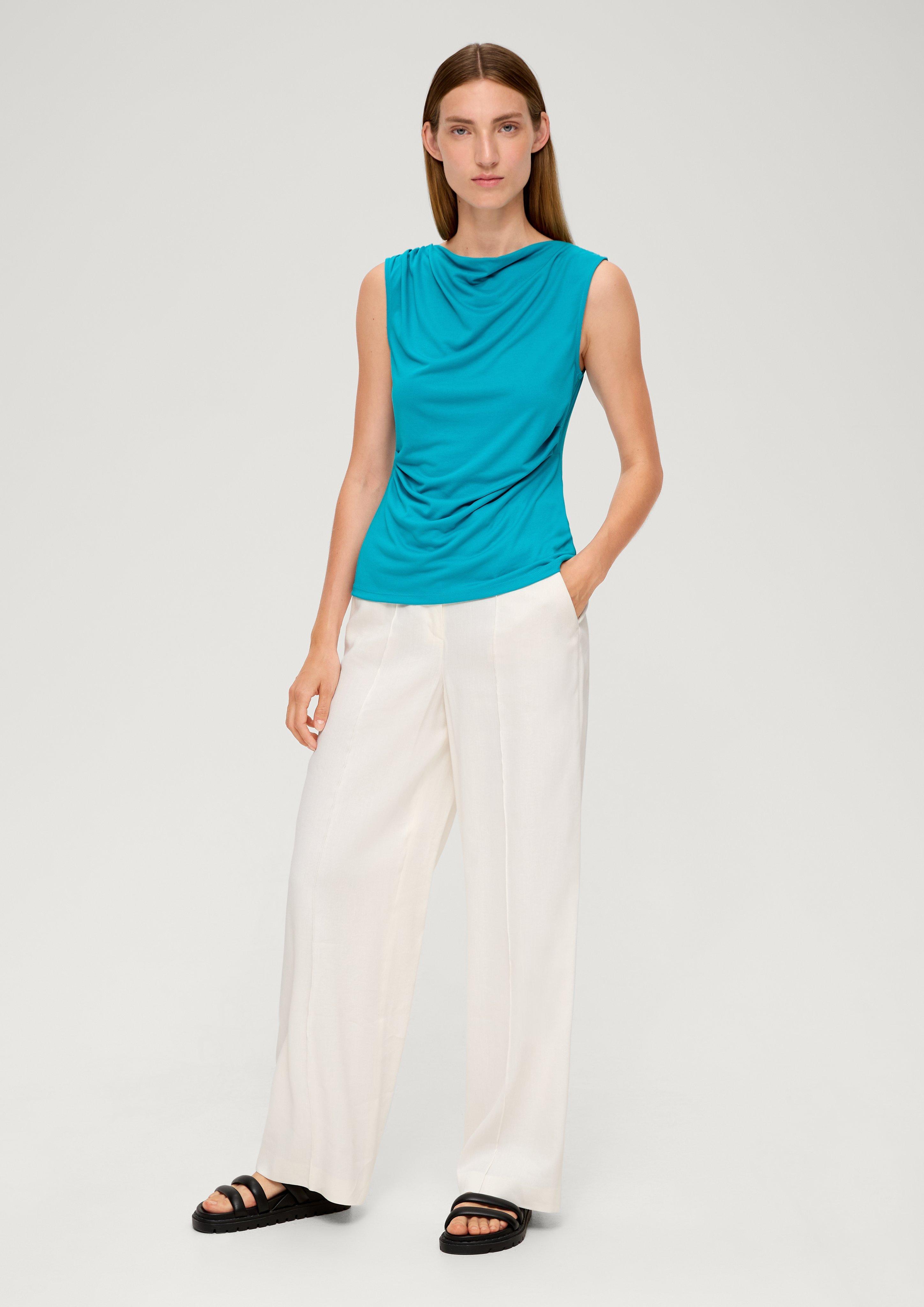 Blended modal blouse top - turquoise blue | s.Oliver