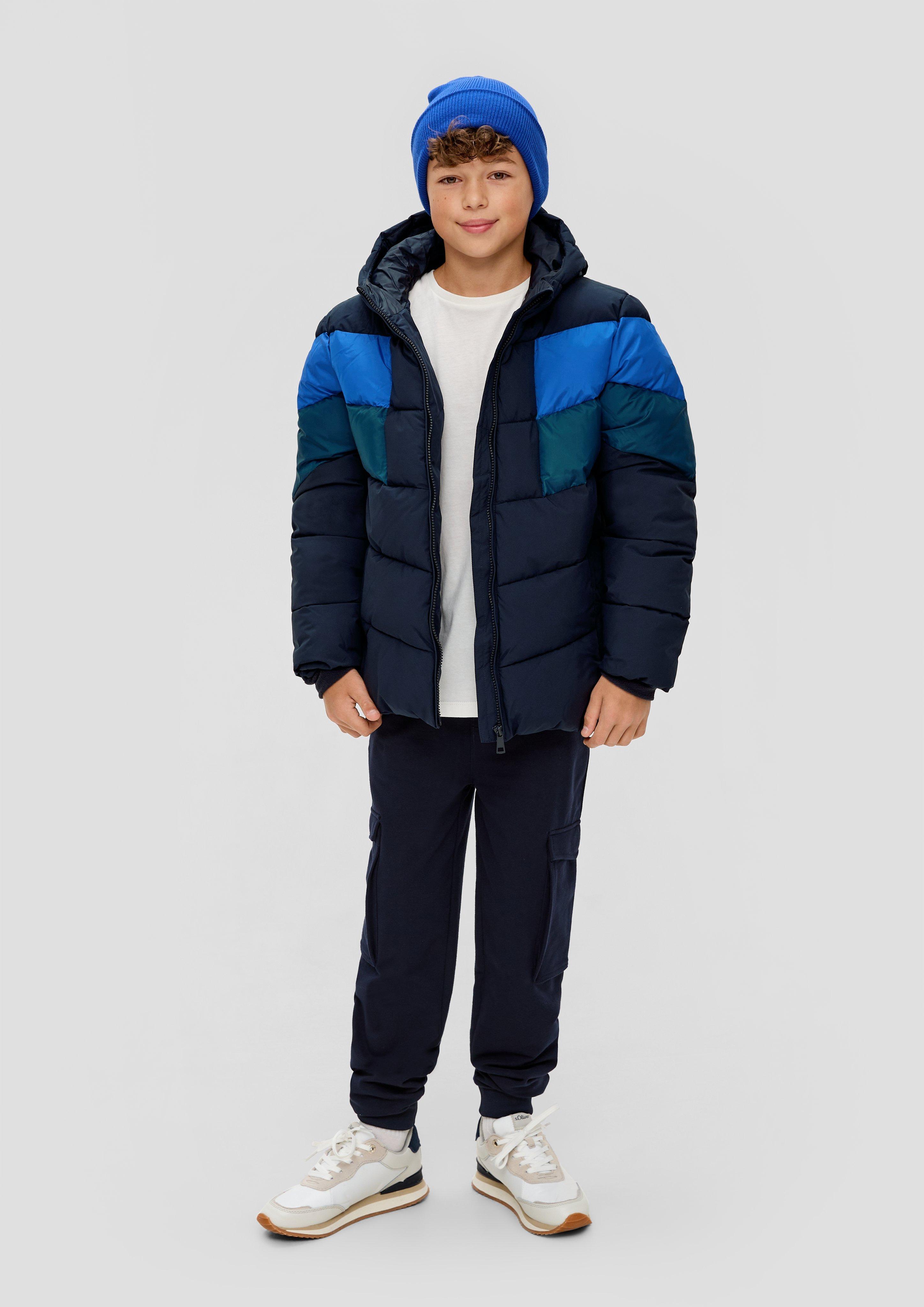 Quilted jacket in a colour-blocking look - navy | s.Oliver