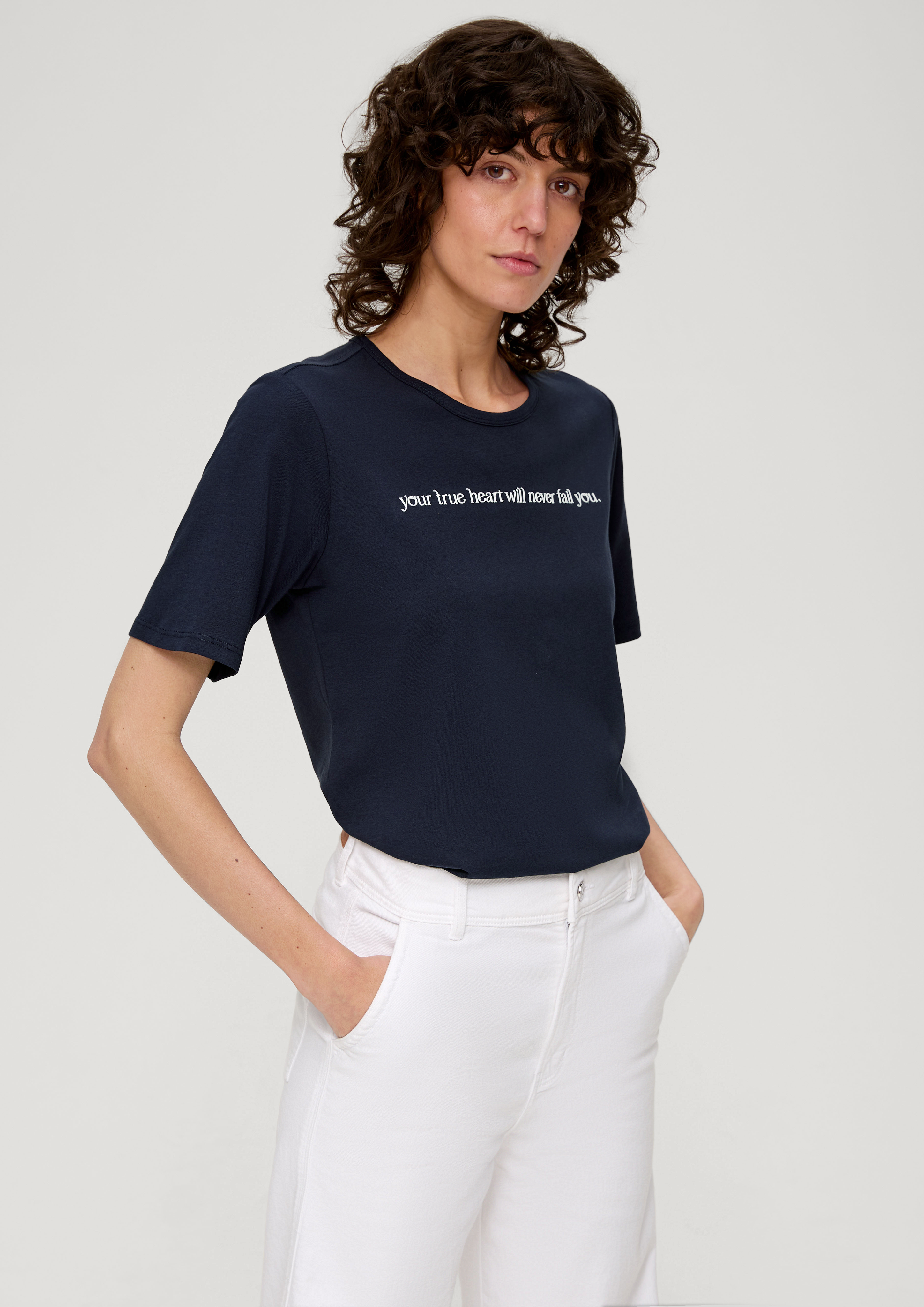 T-shirt with a front print - navy | s.Oliver
