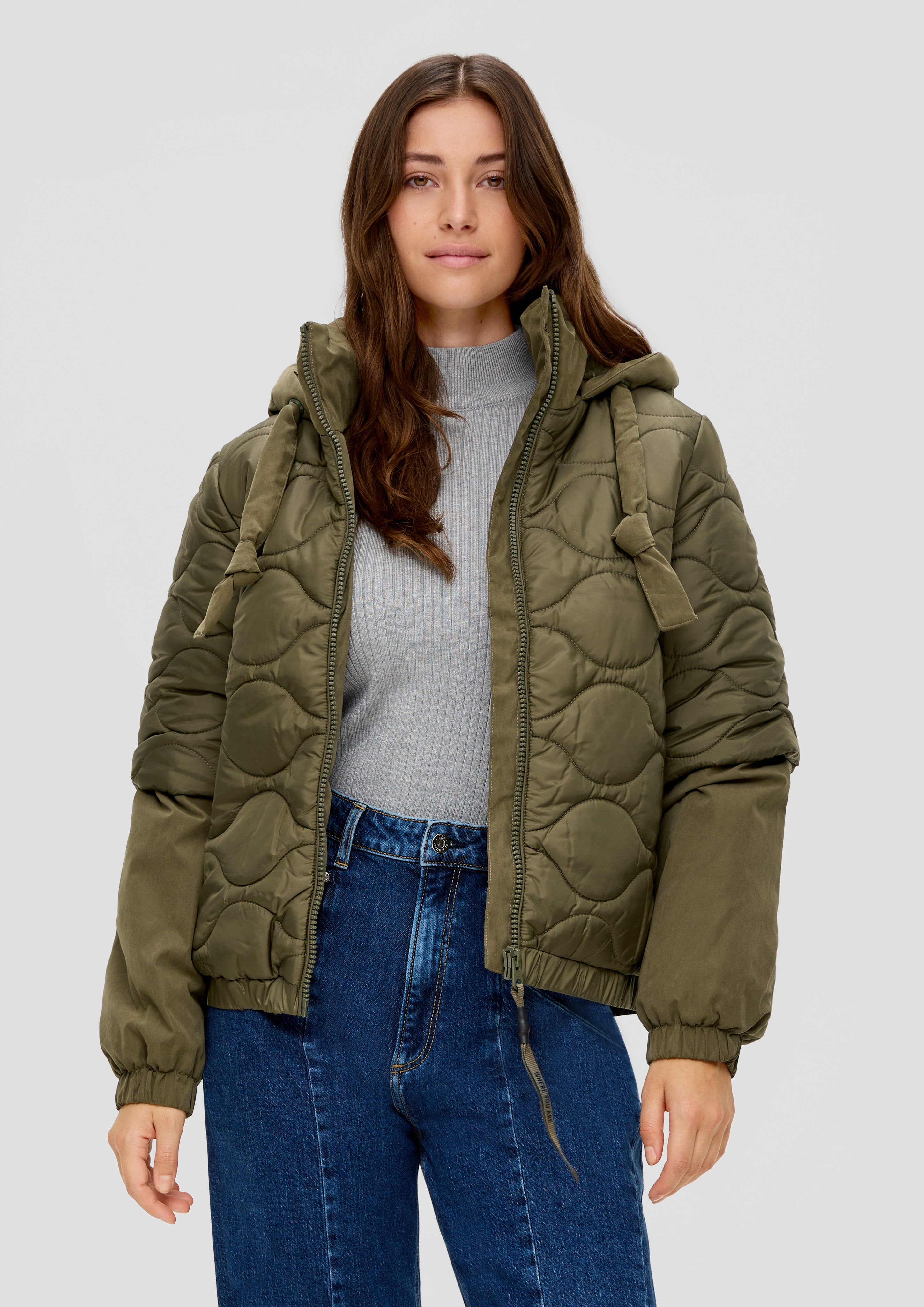 Quilted jacket in a layered look - olive | s.Oliver