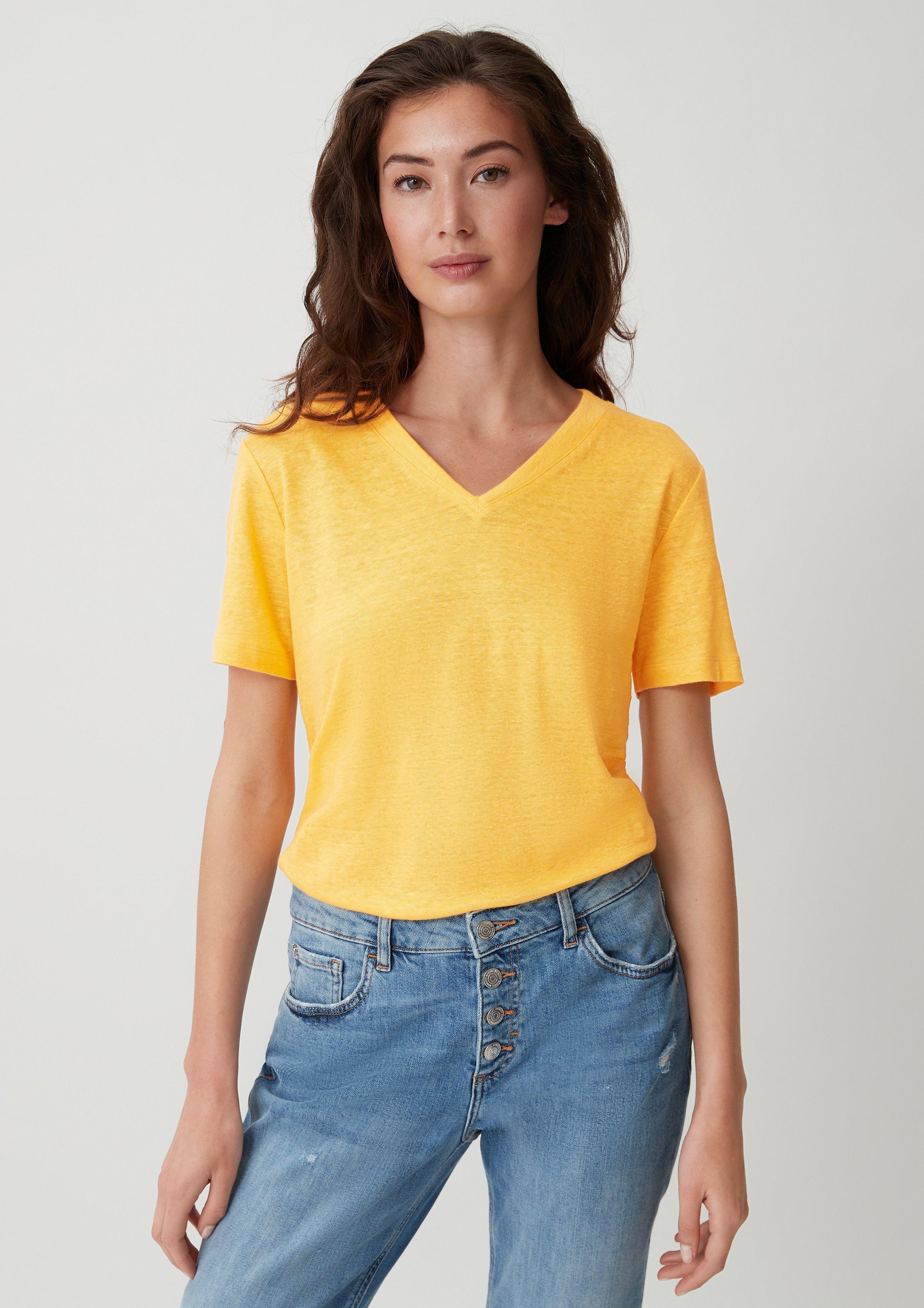 V-neck linen top - golden yellow | Comma