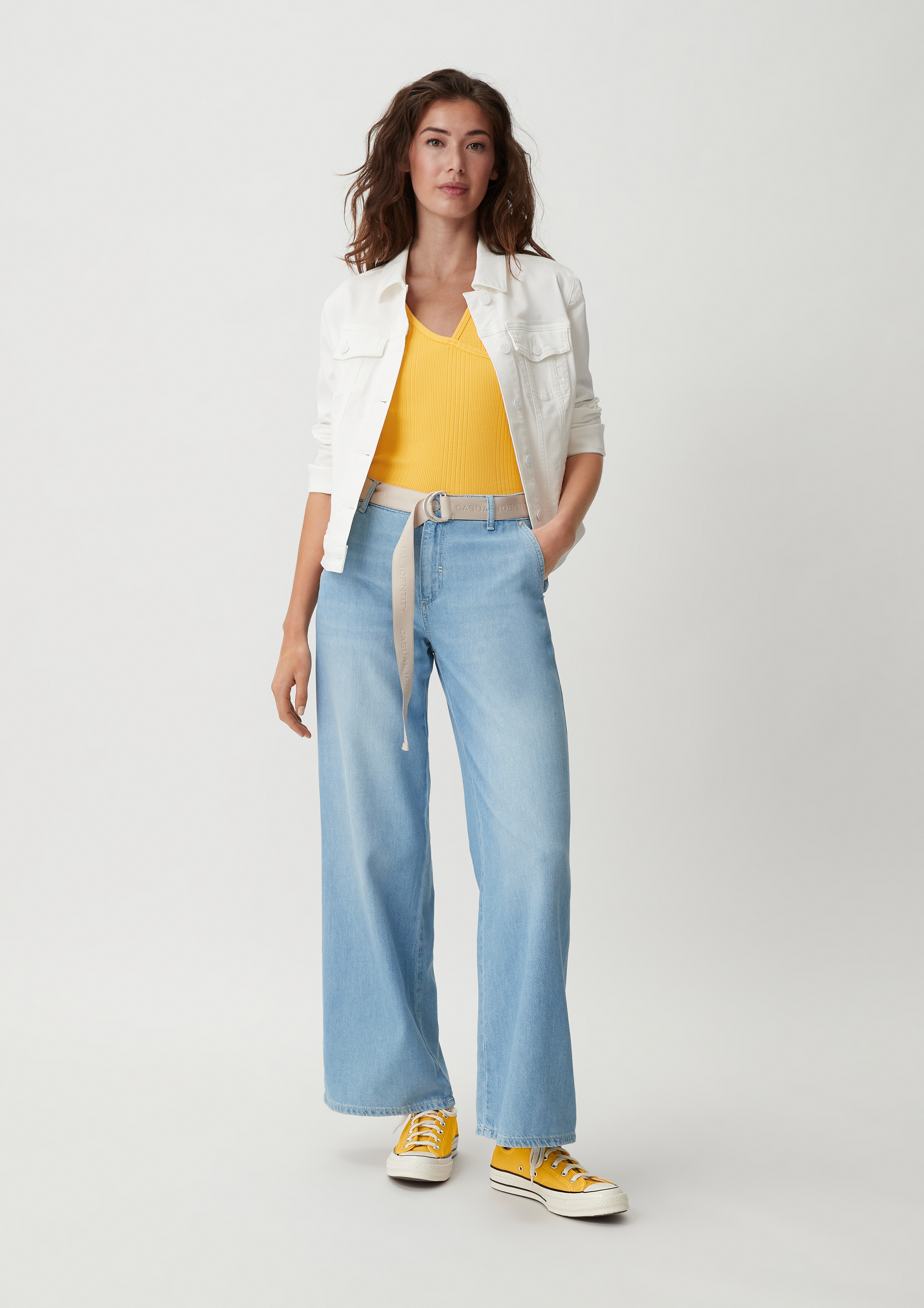 Cotton blend top - yellow | Comma