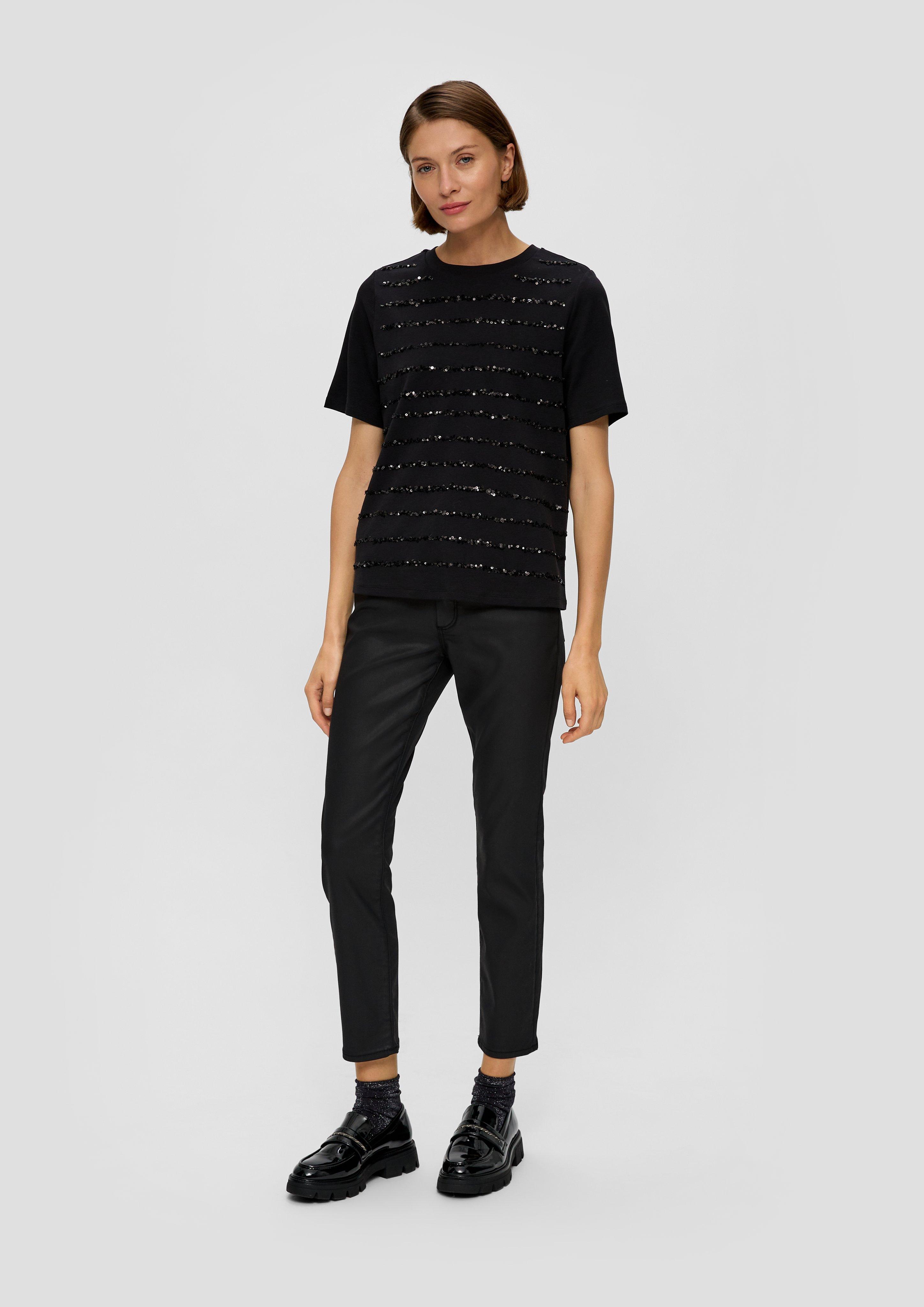 Betsy: Coated denim trousers - black | s.Oliver