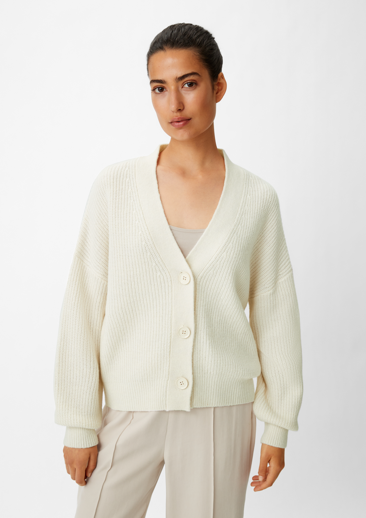 Cardigan in a wool blend - light beige | Comma