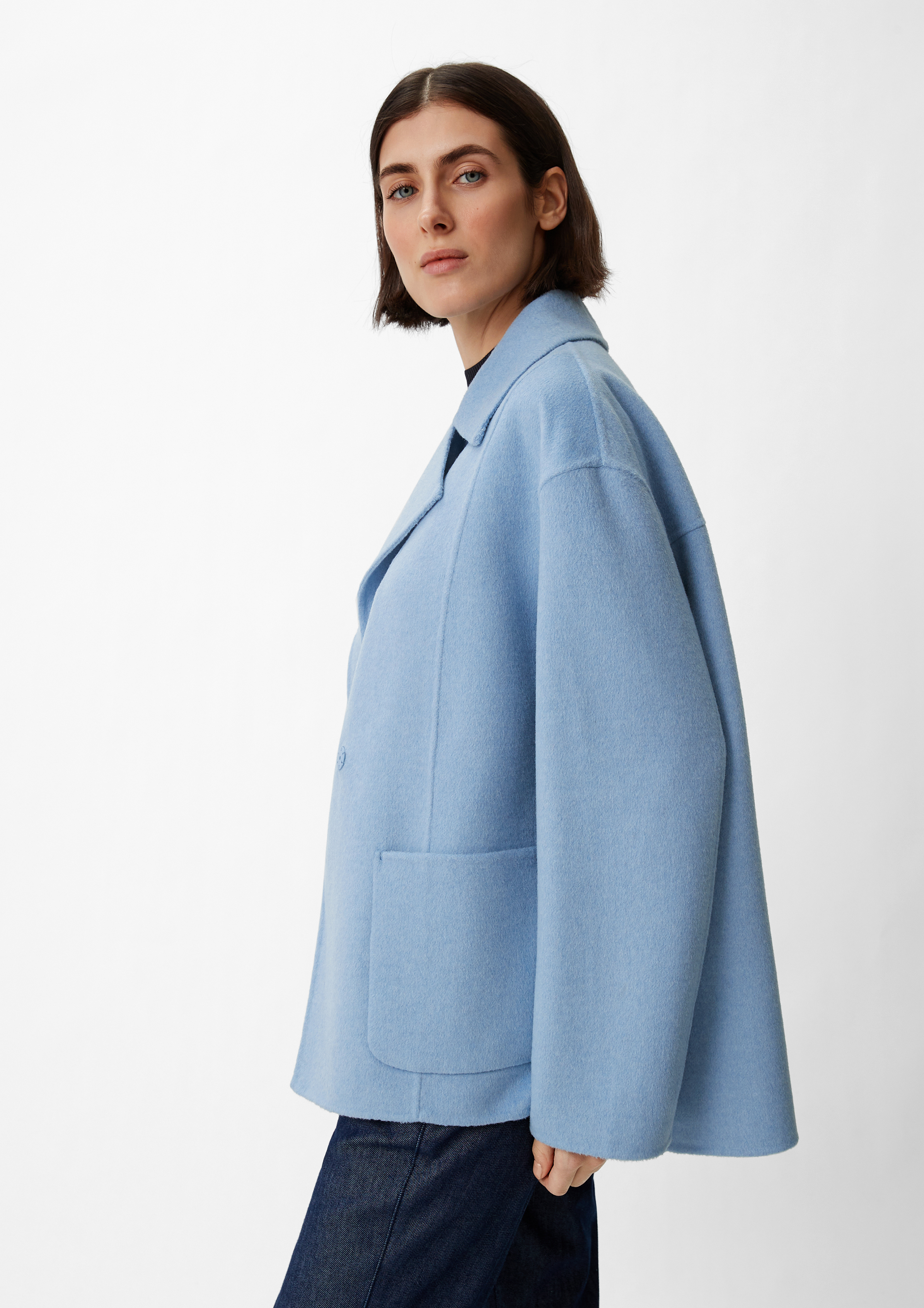 Double-faced jacket made of blended wool - sky blue | Comma