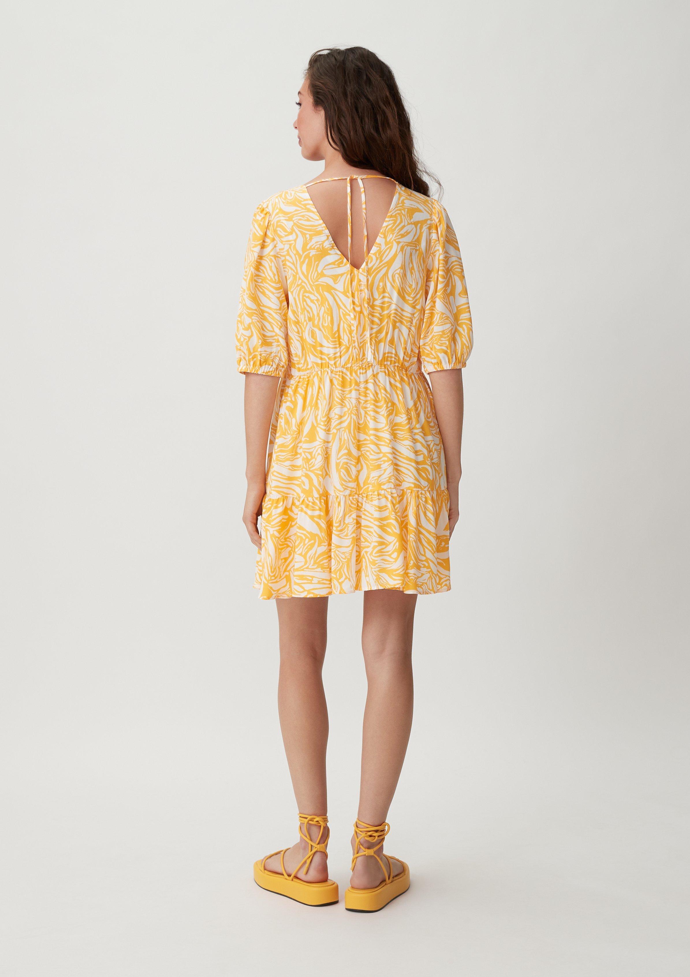 Tiered crêpe dress - yellow | Comma
