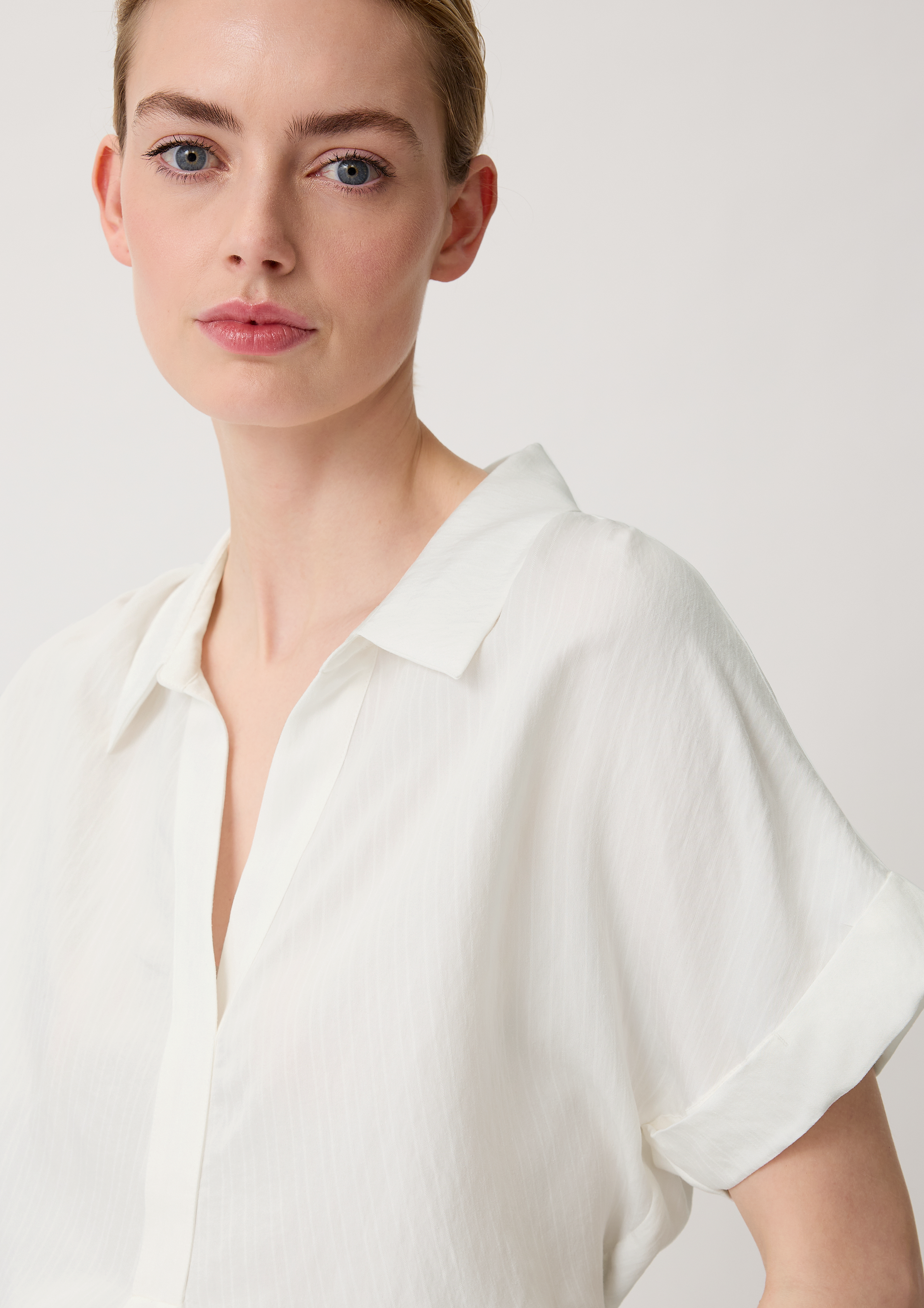 Blended modal blouse top - White | SCAYLE