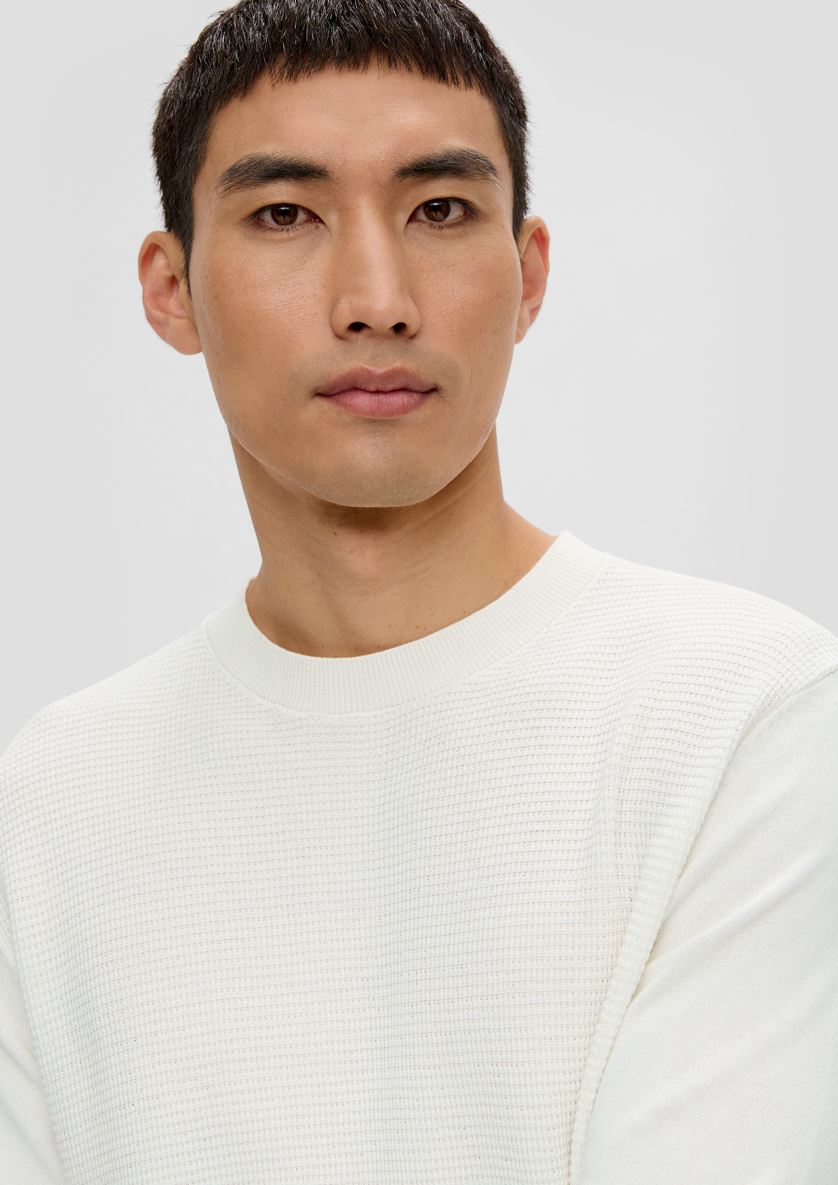 Knitted jumper with waffle piqué pattern - white | s.Oliver