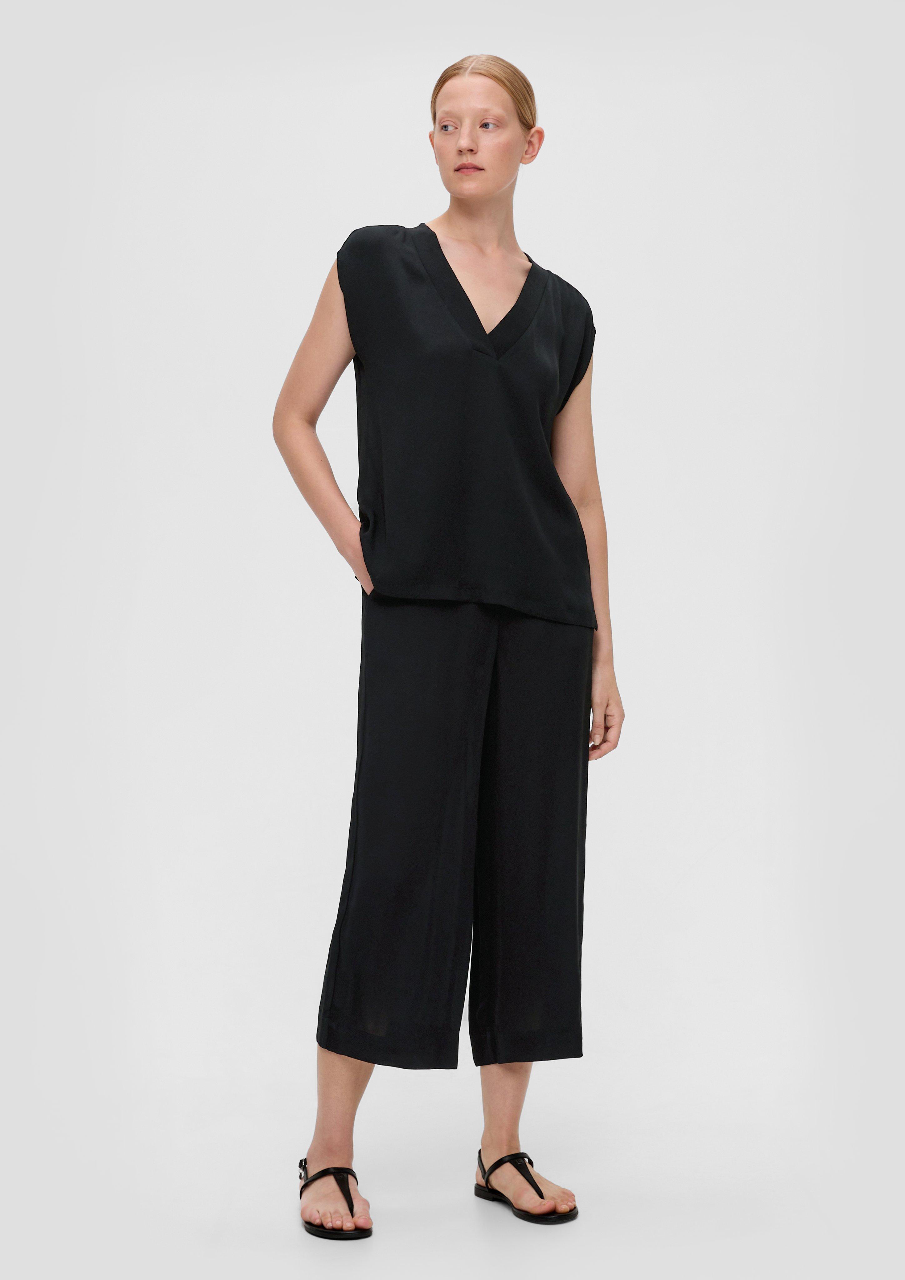 Blouse with cap sleeves - black | s.Oliver