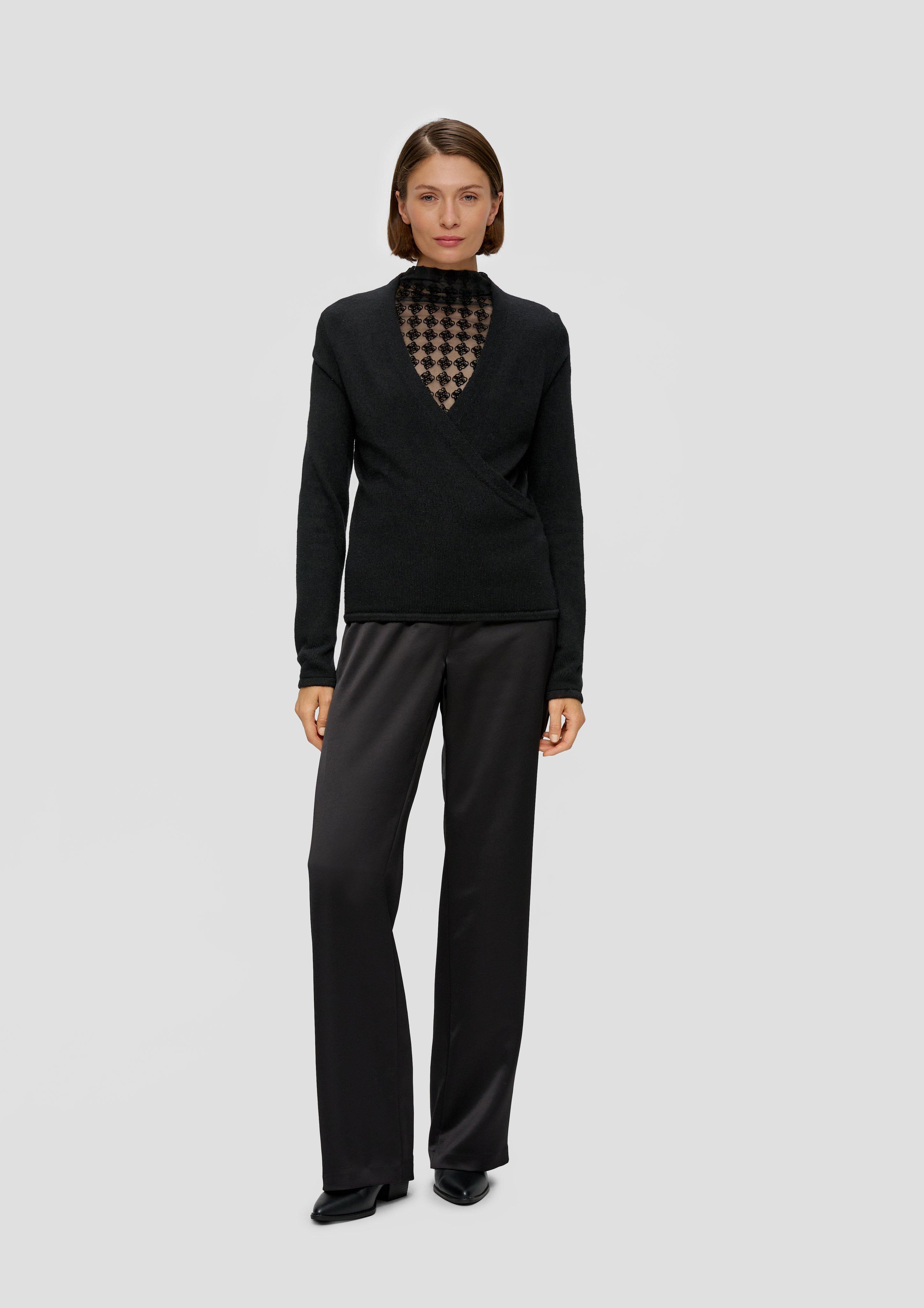 Knitted jumper in a wrap-over design - black | s.Oliver