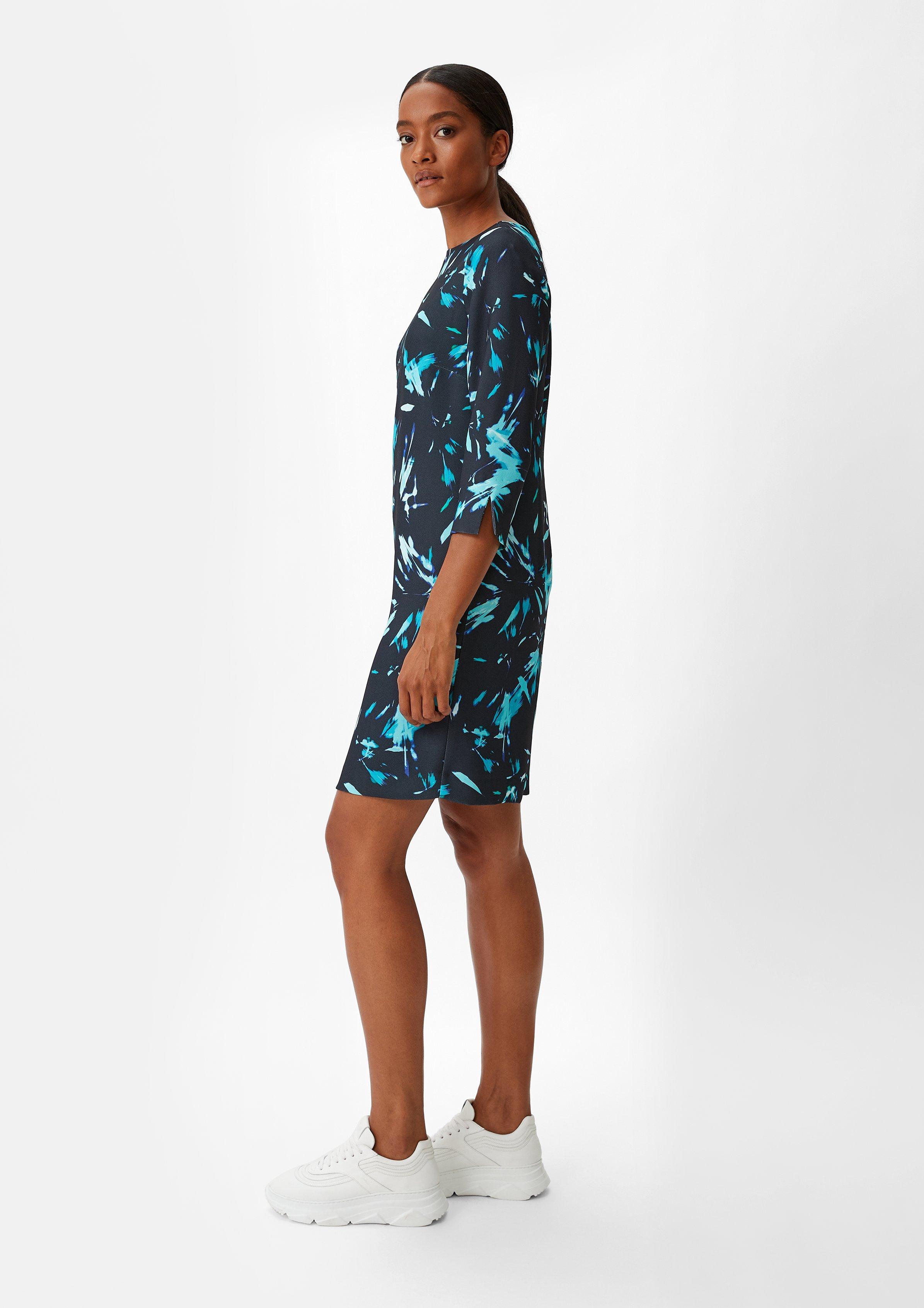 Crêpe dress with 3/4-length sleeves - black | Comma Crêpe dress with 3/4-length sleeves - black | Comma