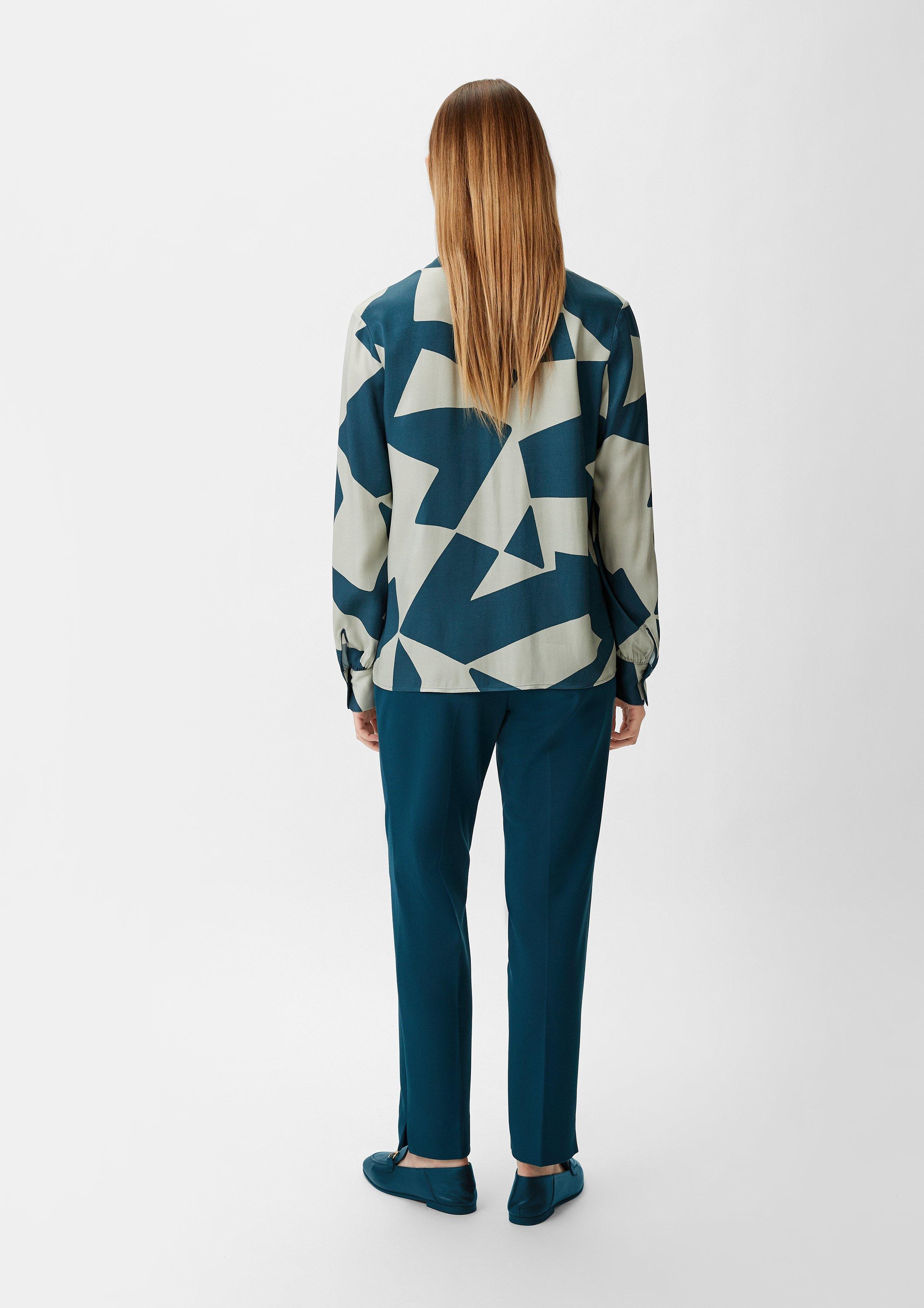 Blouse with a notch neckline - dark turquoise | Comma Blouse with a notch neckline - dark turquoise | Comma