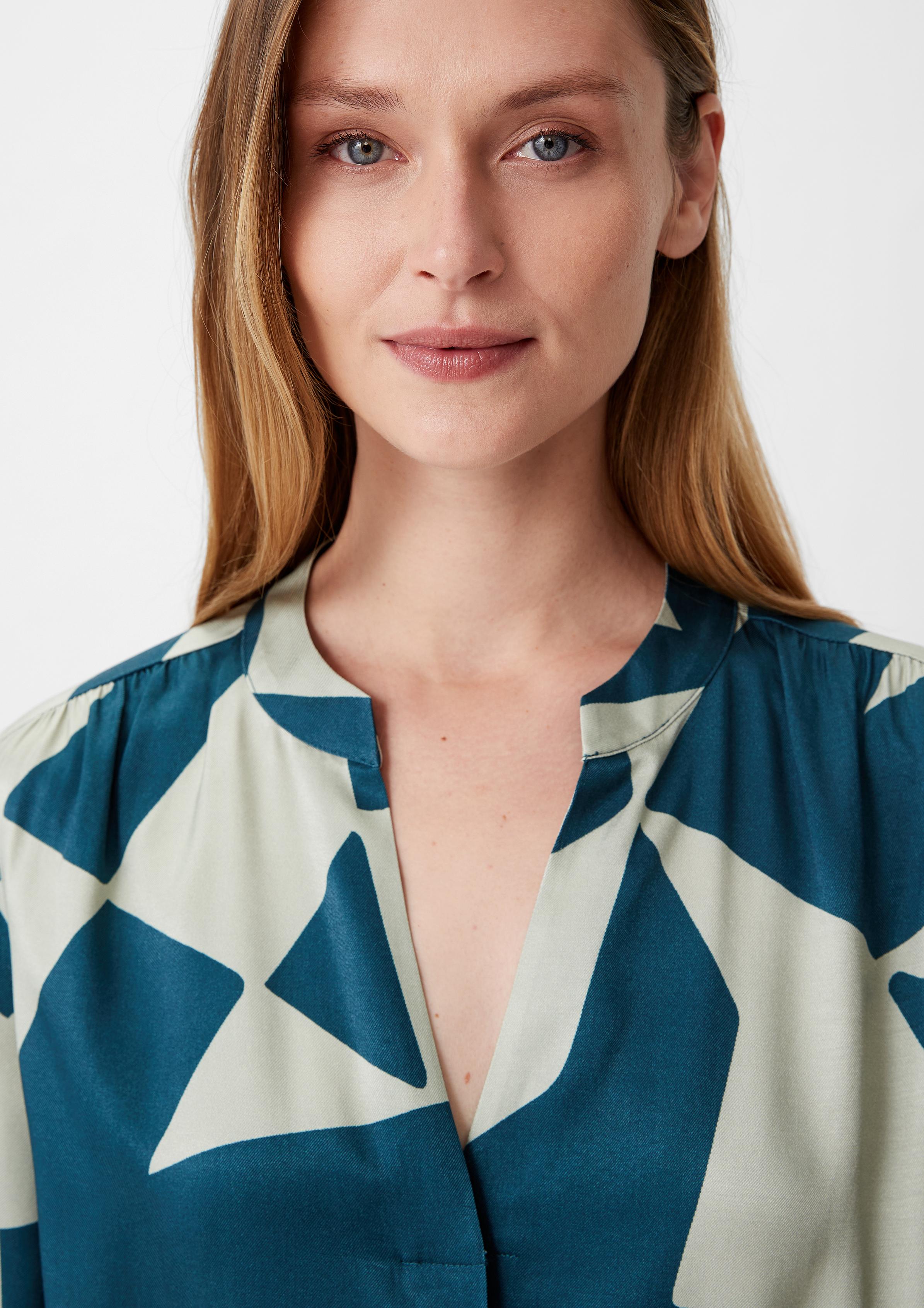 Blouse with a notch neckline - dark turquoise | Comma Blouse with a notch neckline - dark turquoise | Comma