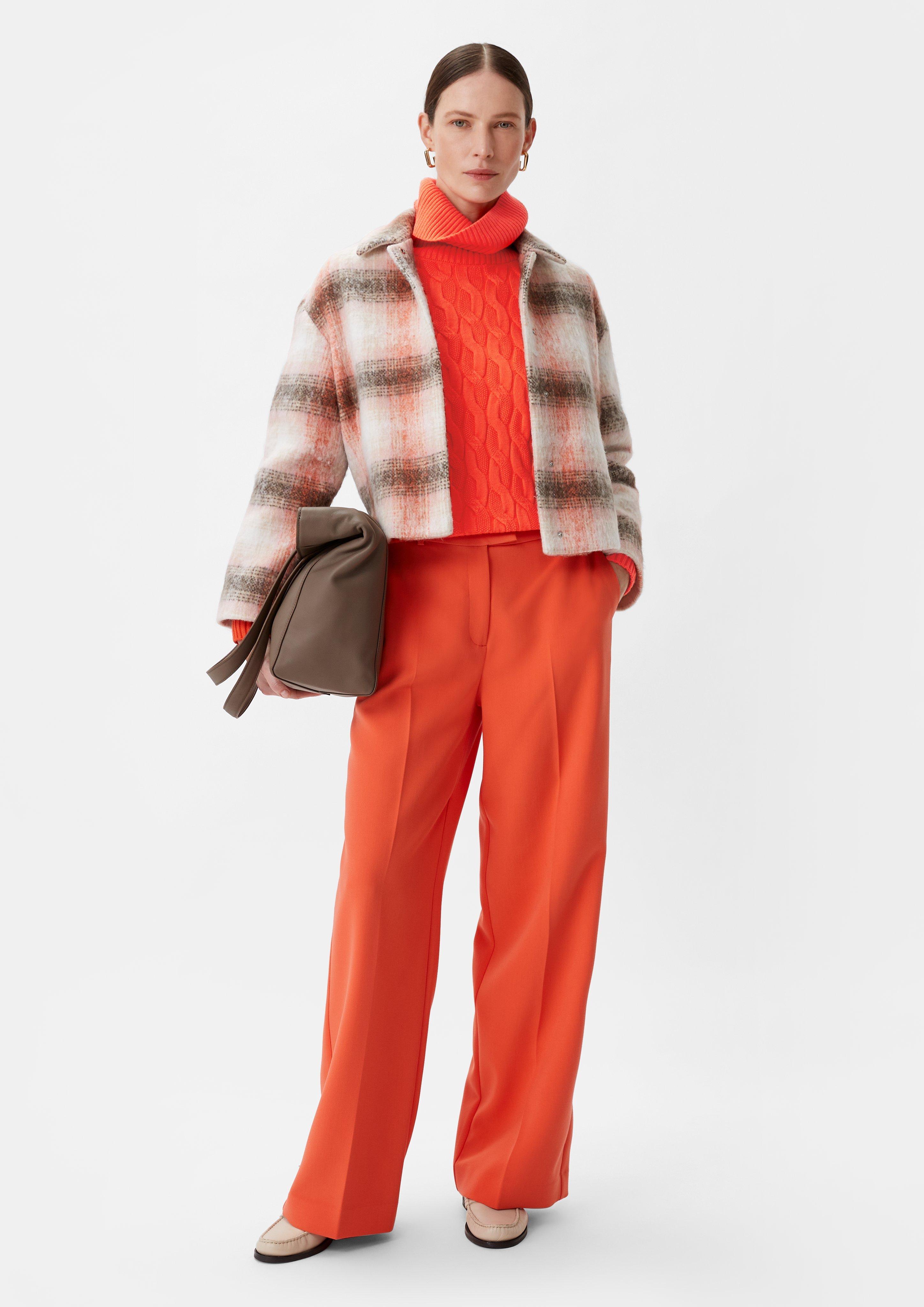 Jumper with a knit pattern - orange | Comma