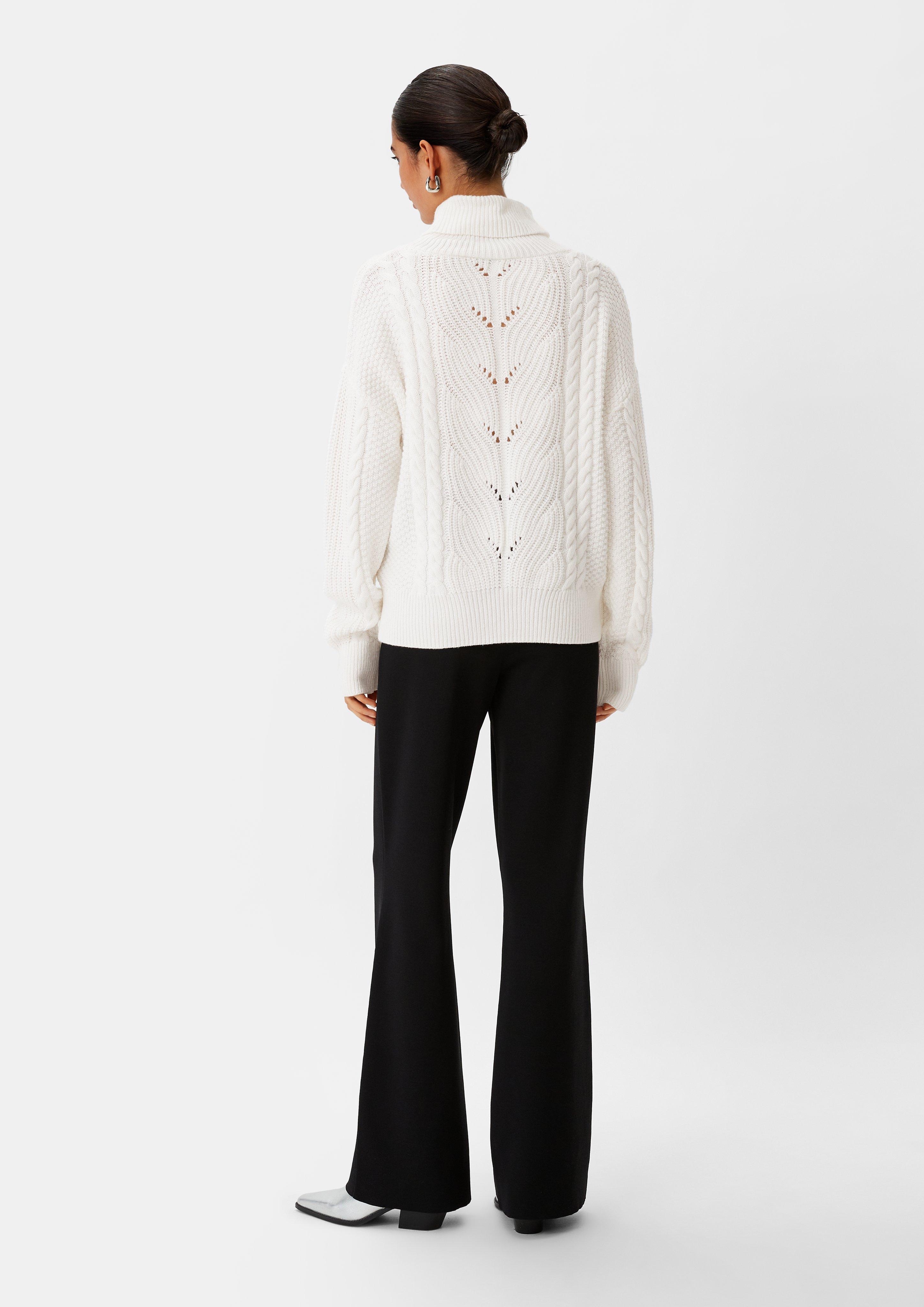 Knitted jumper with an openwork pattern - white | Comma