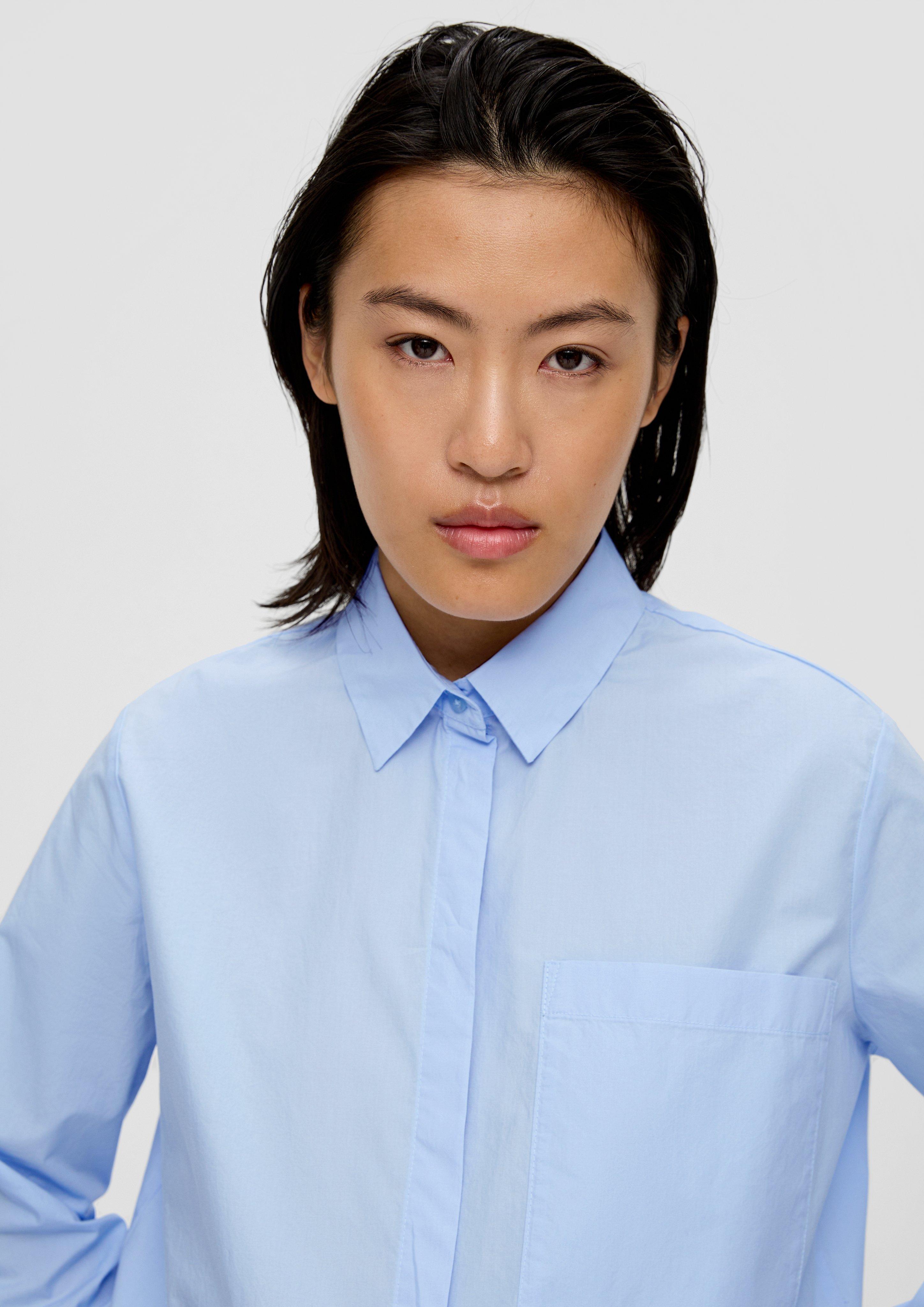 Cotton blouse with an elongated back hem - ecru | s.Oliver