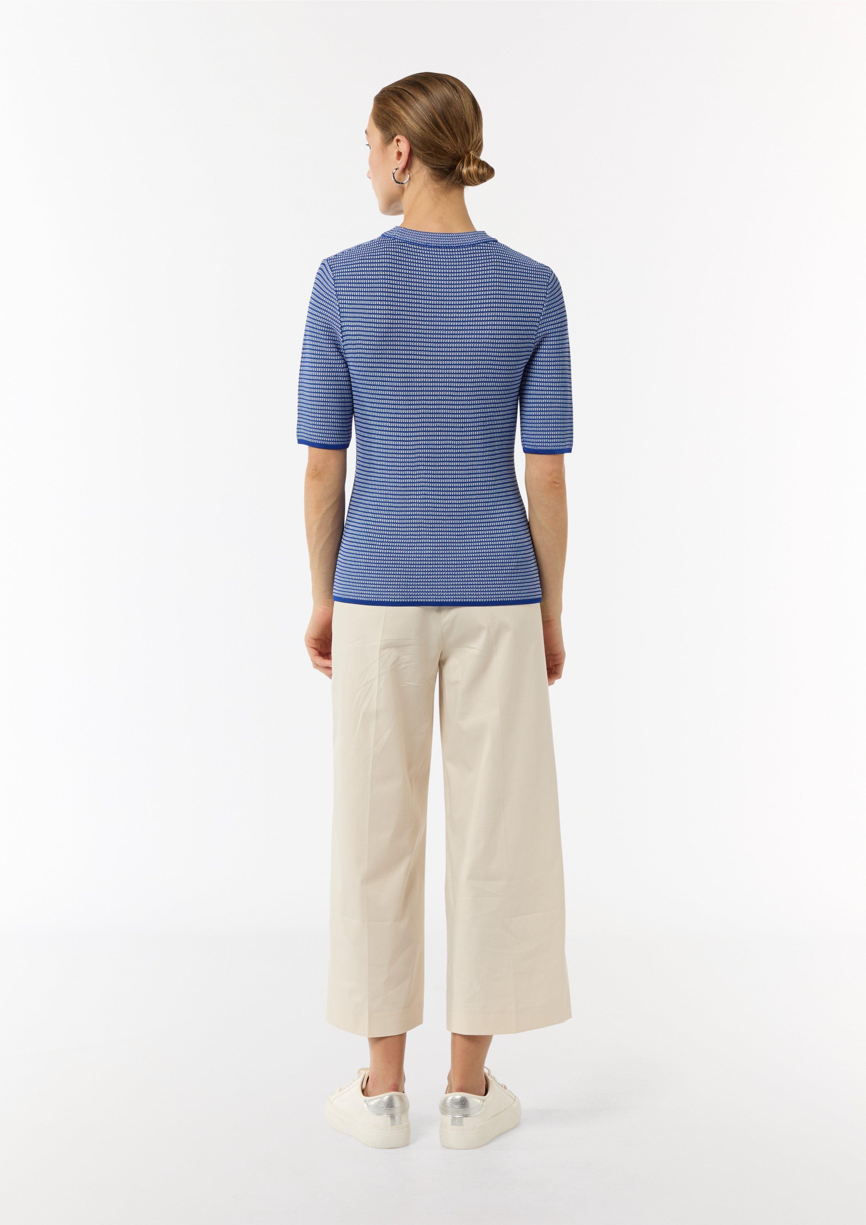 Short sleeve fine knit jumper with a patterned texture - ocean blue | Comma