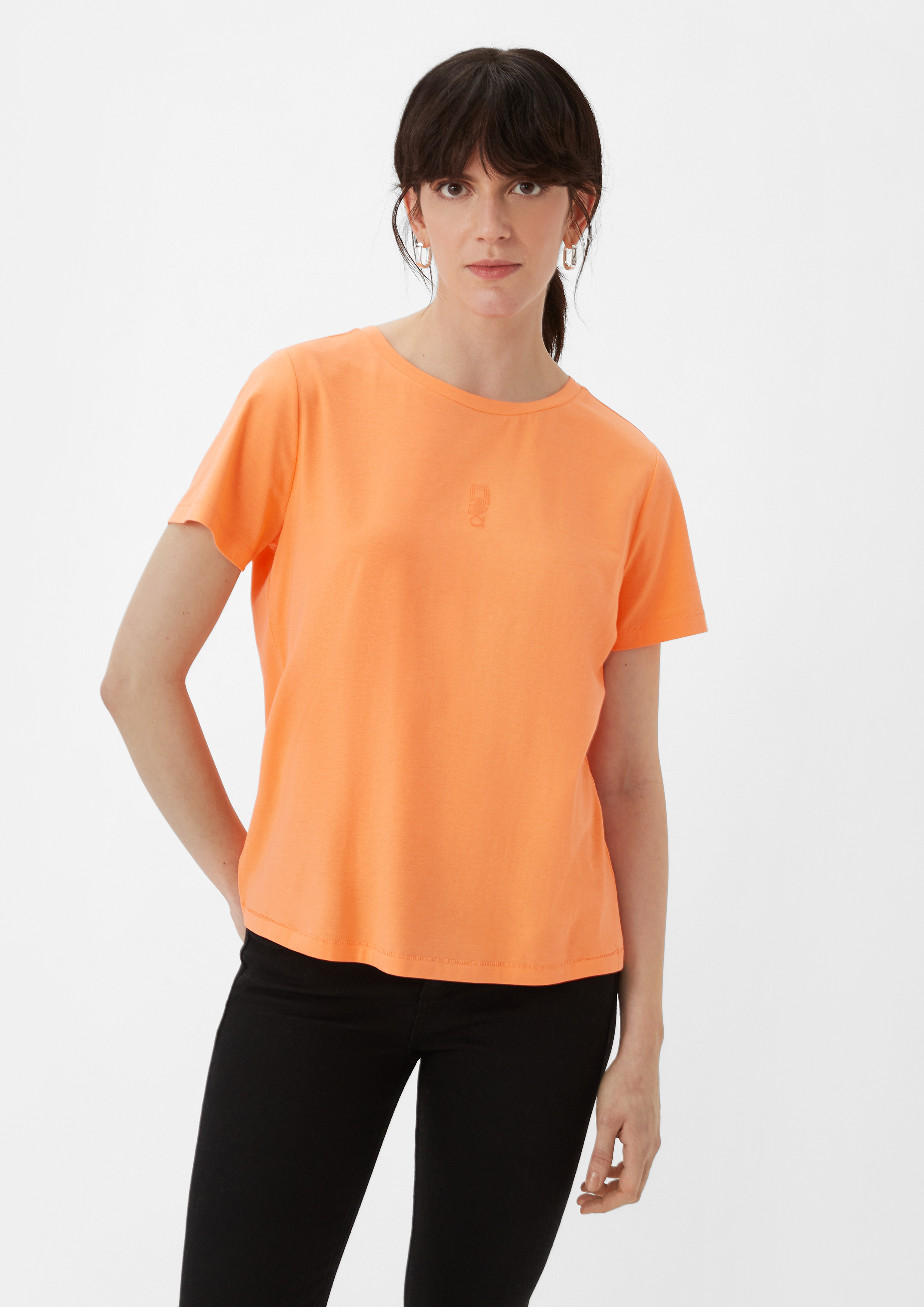T-shirt made of blended modal with a front print - orange | Comma