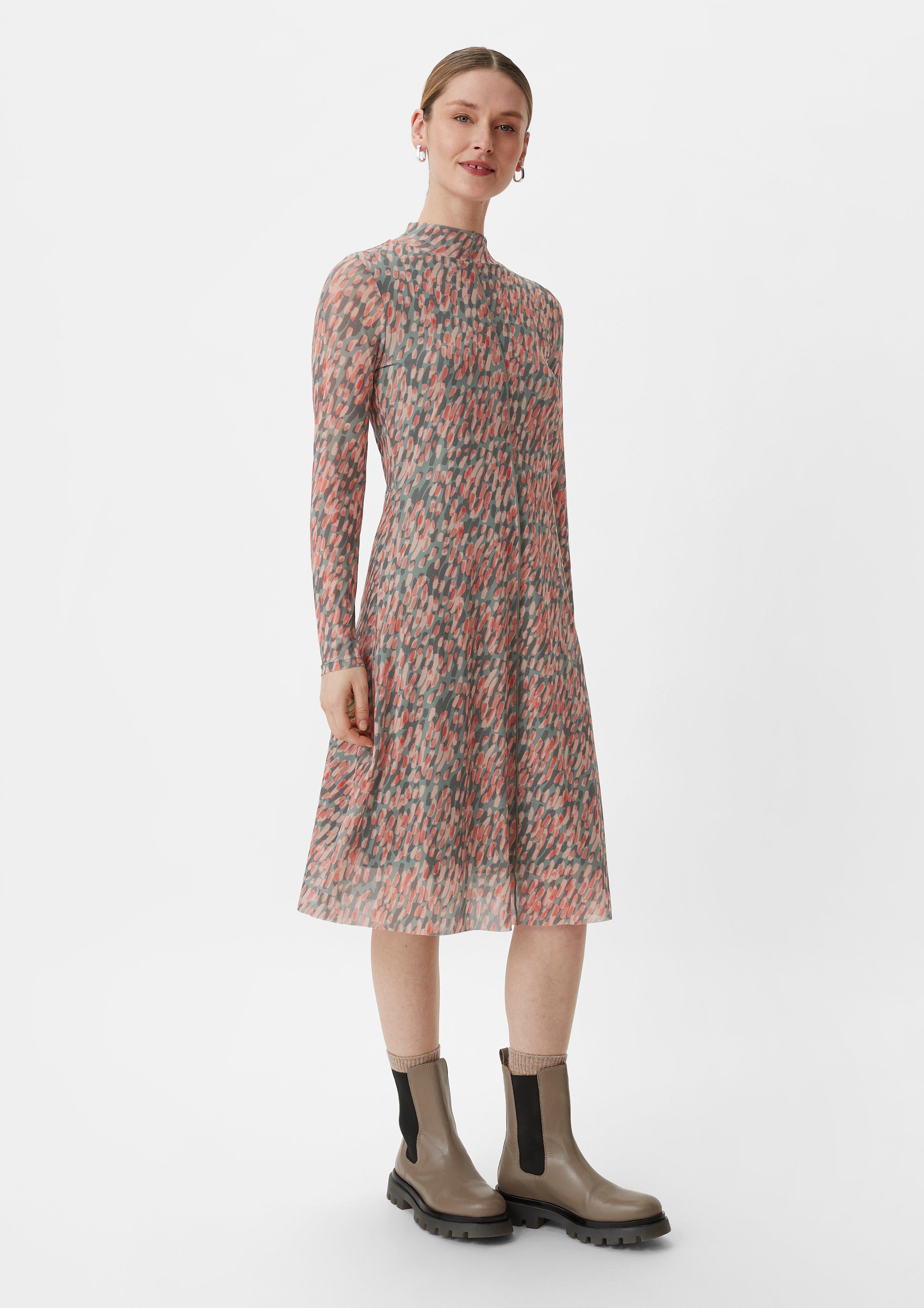 Patterned mesh dress - light olive | Comma