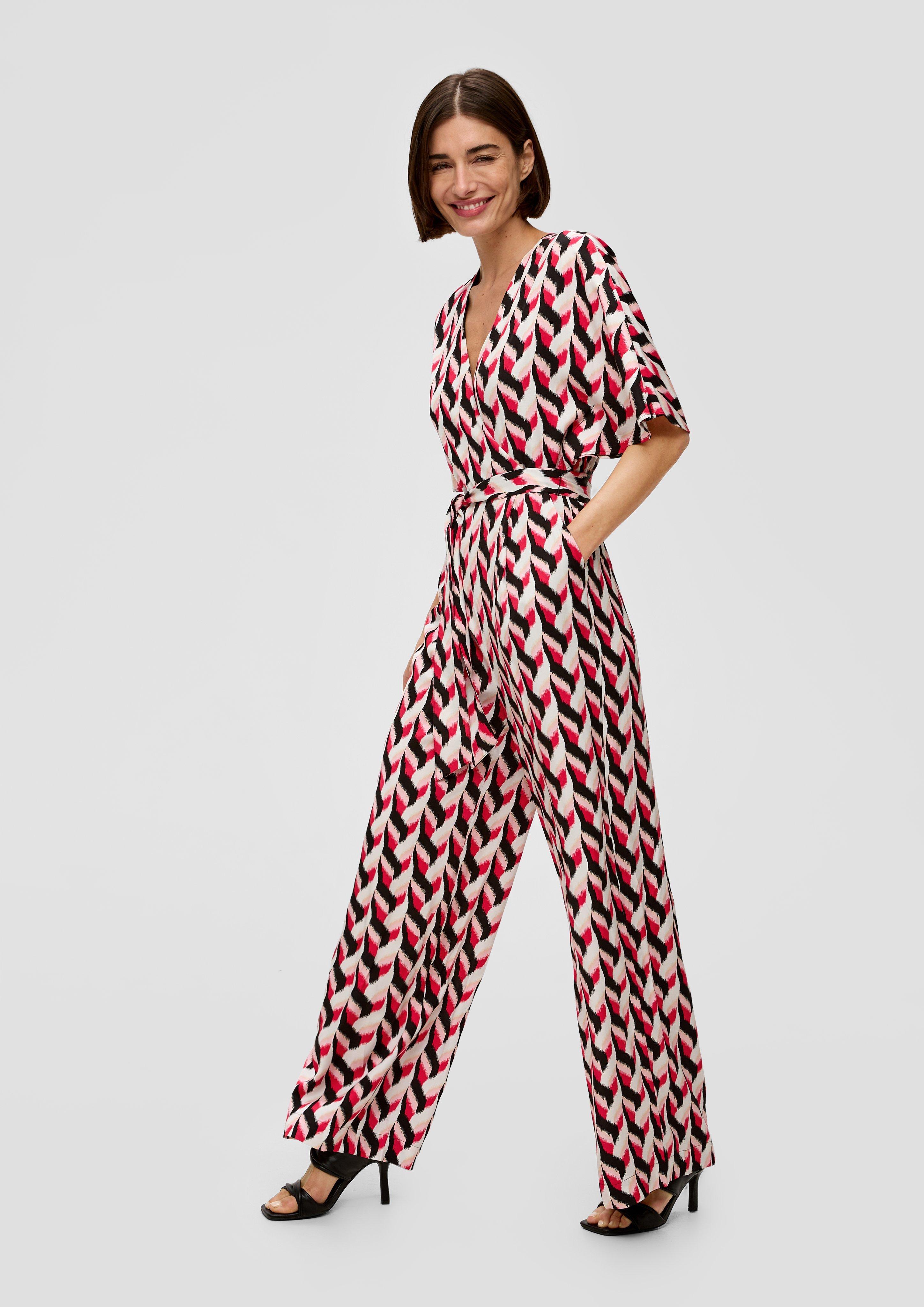 Jumpsuit with a tie detail - Red | s.Oliver
