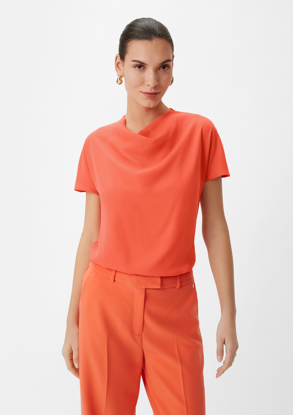 Blusenshirt im Fabricmix - orange | Comma