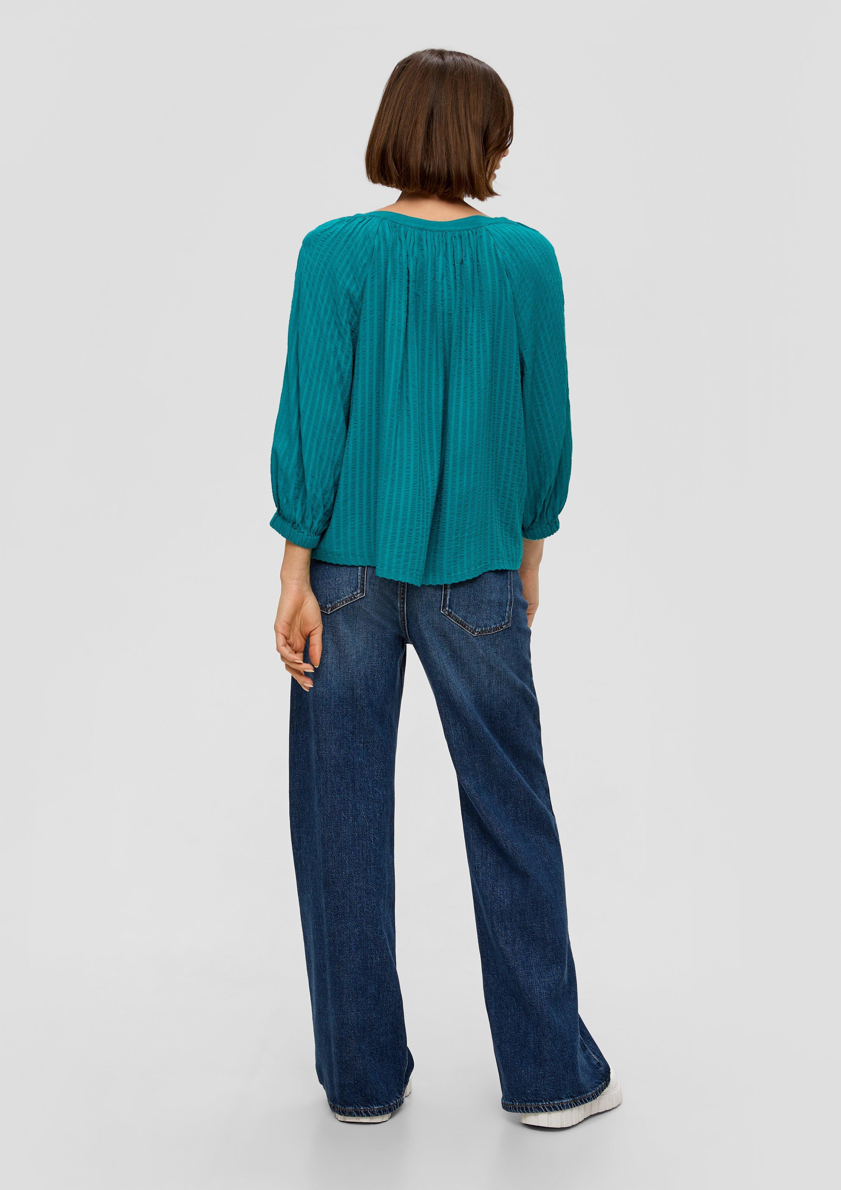 Flowing blouse with a stripe pattern - petrol | s.Oliver