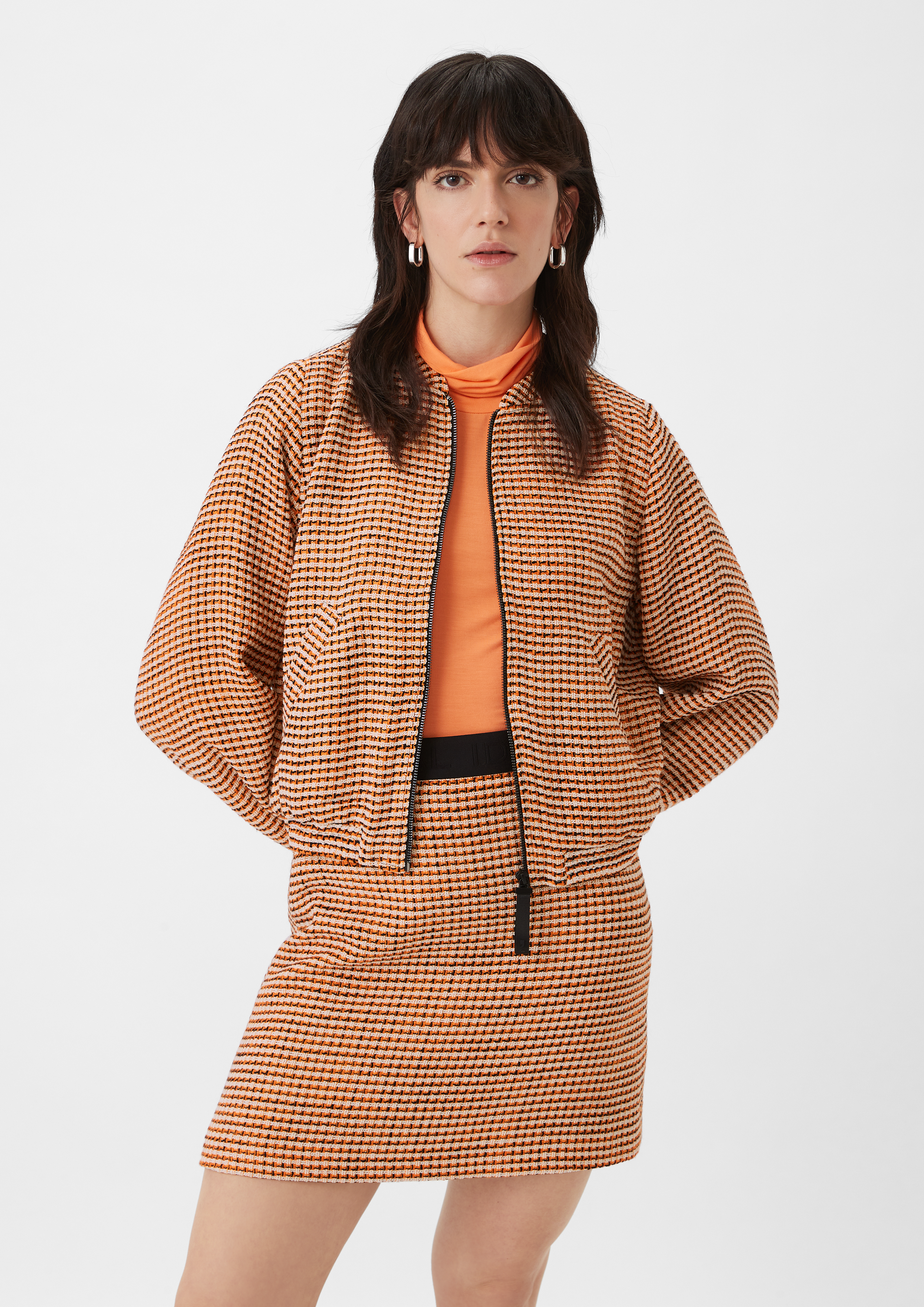 Bouclé bomber jacket - orange | Comma