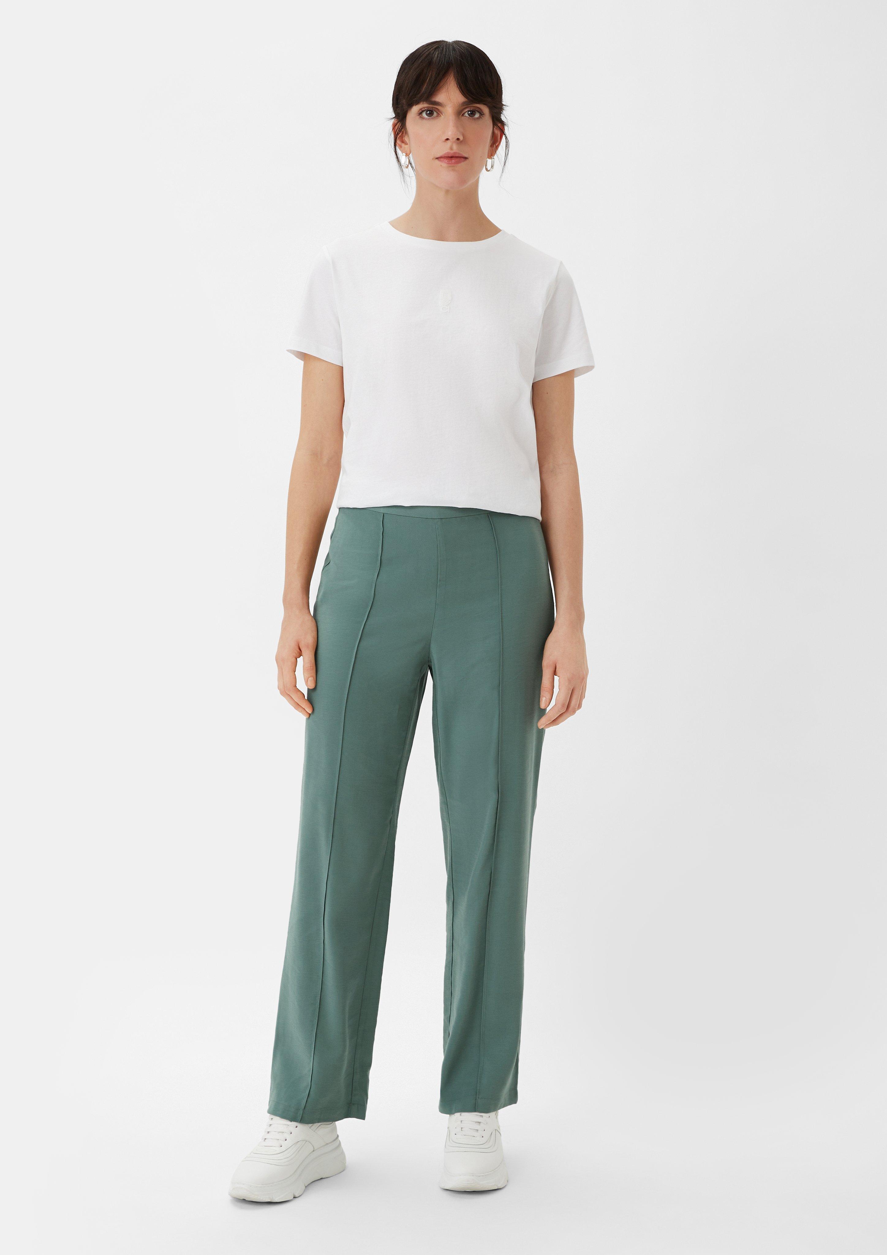 Regular fit: twill trousers with a zip - dark sage green | Comma