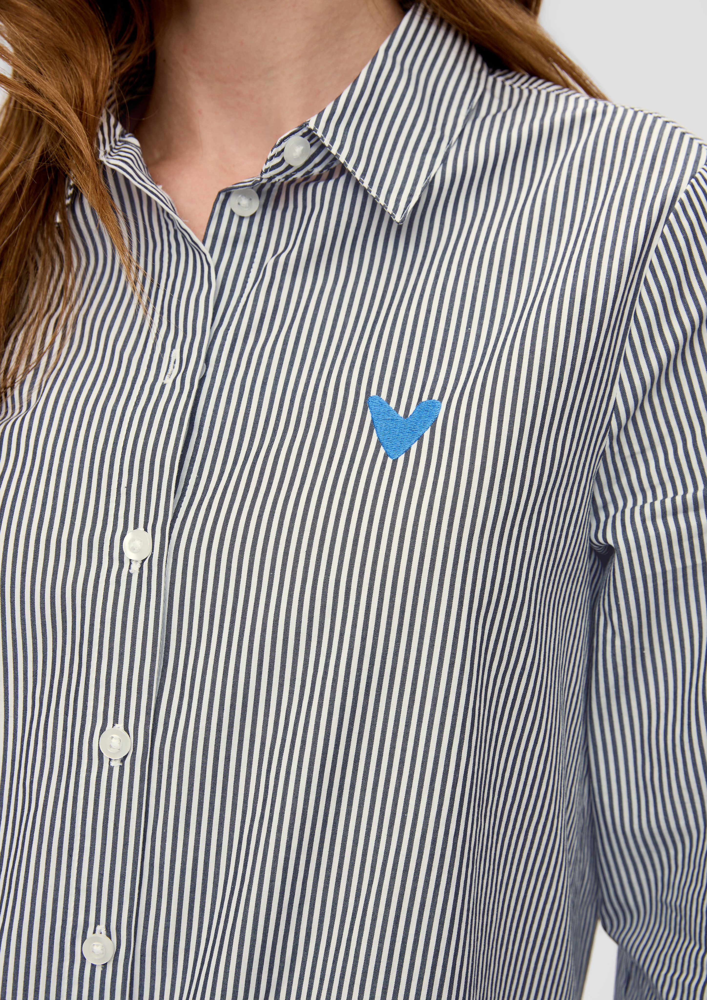 Cotton blouse with striped pattern - black | s.Oliver