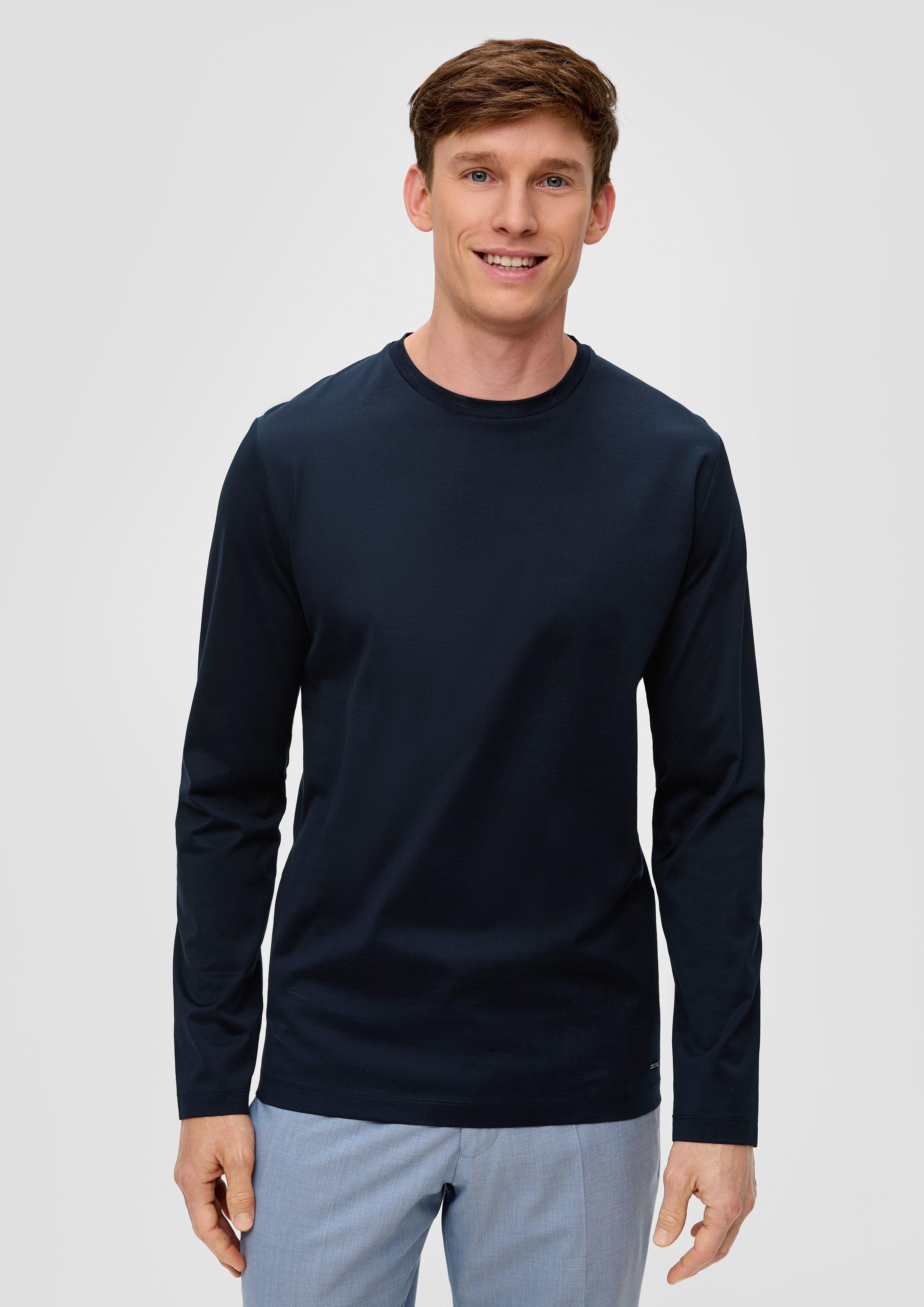Long sleeve cotton top - navy | s.Oliver