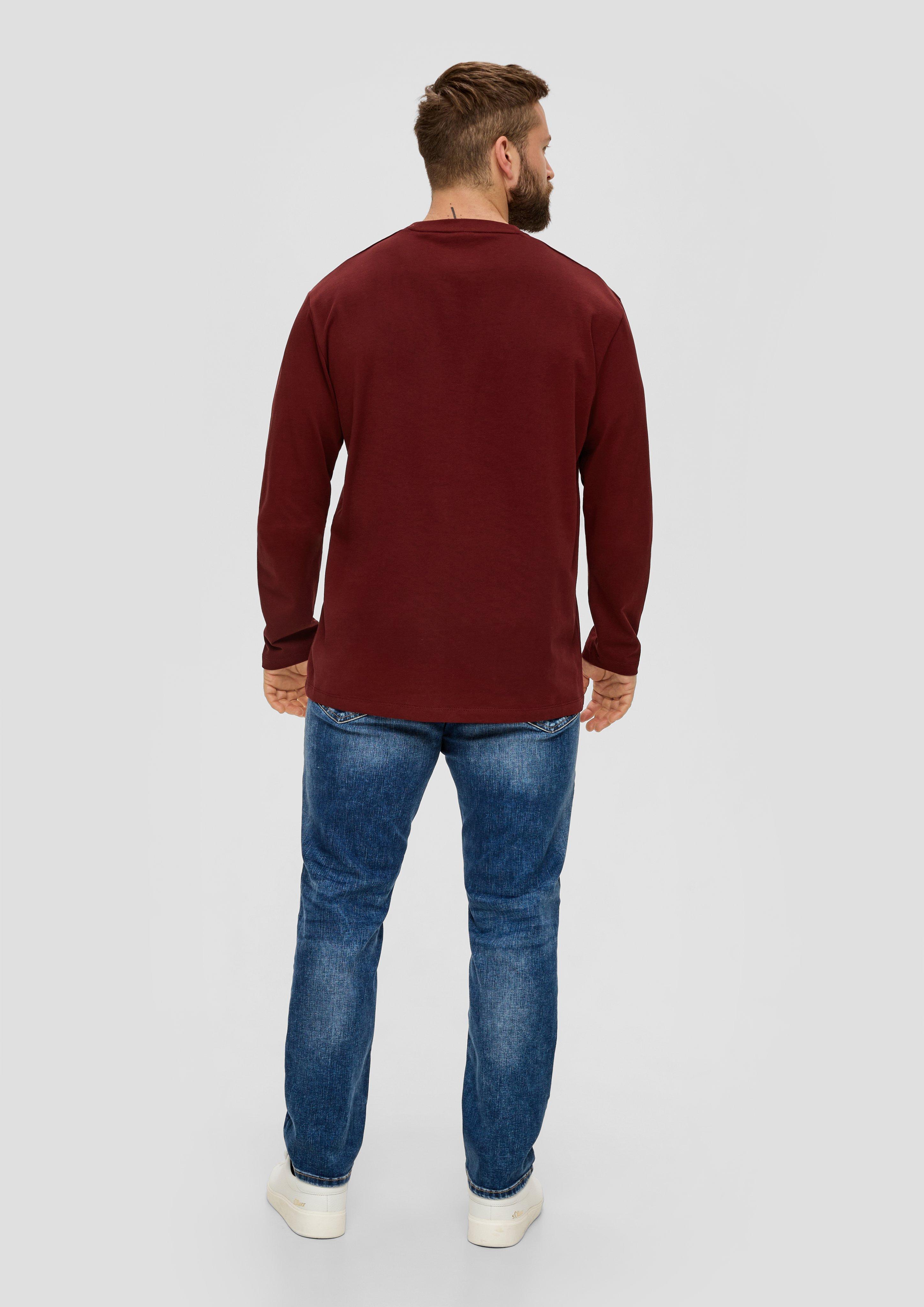Long sleeve top with a rubberised logo print - white | s.Oliver