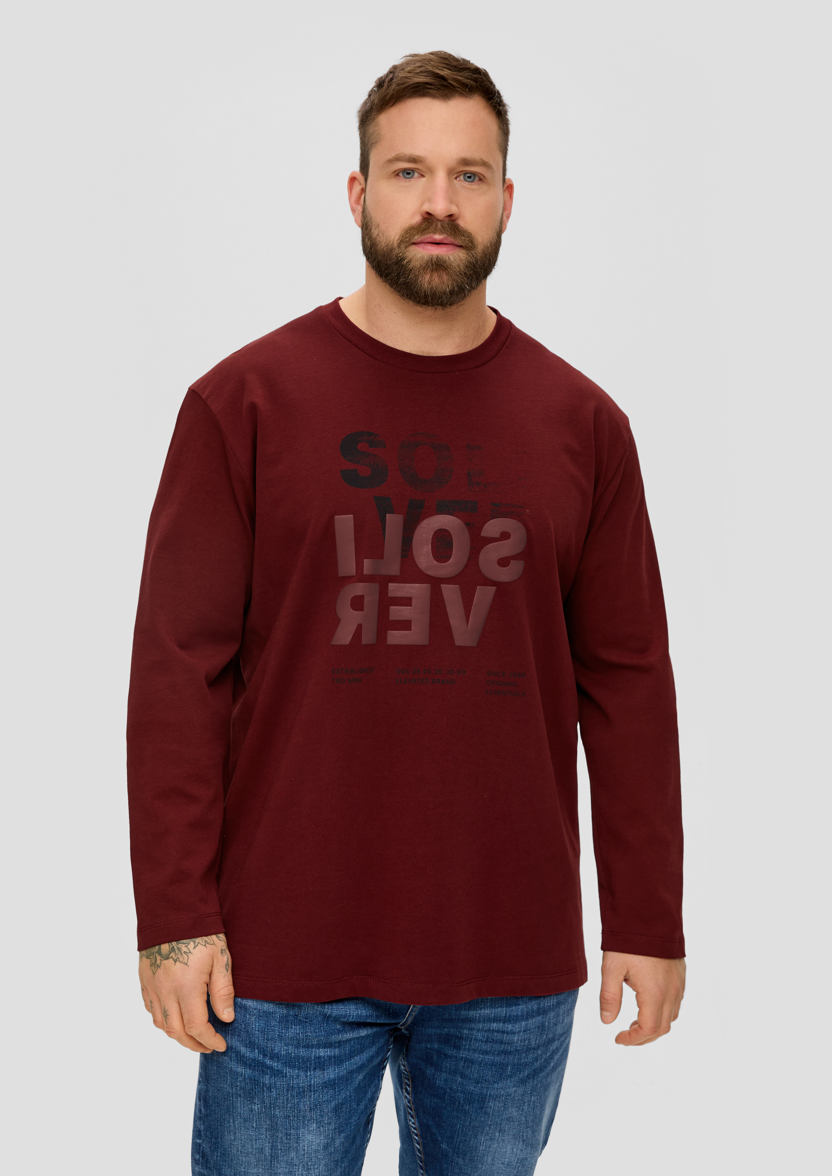 Long sleeve top with a rubberised logo print - white | s.Oliver