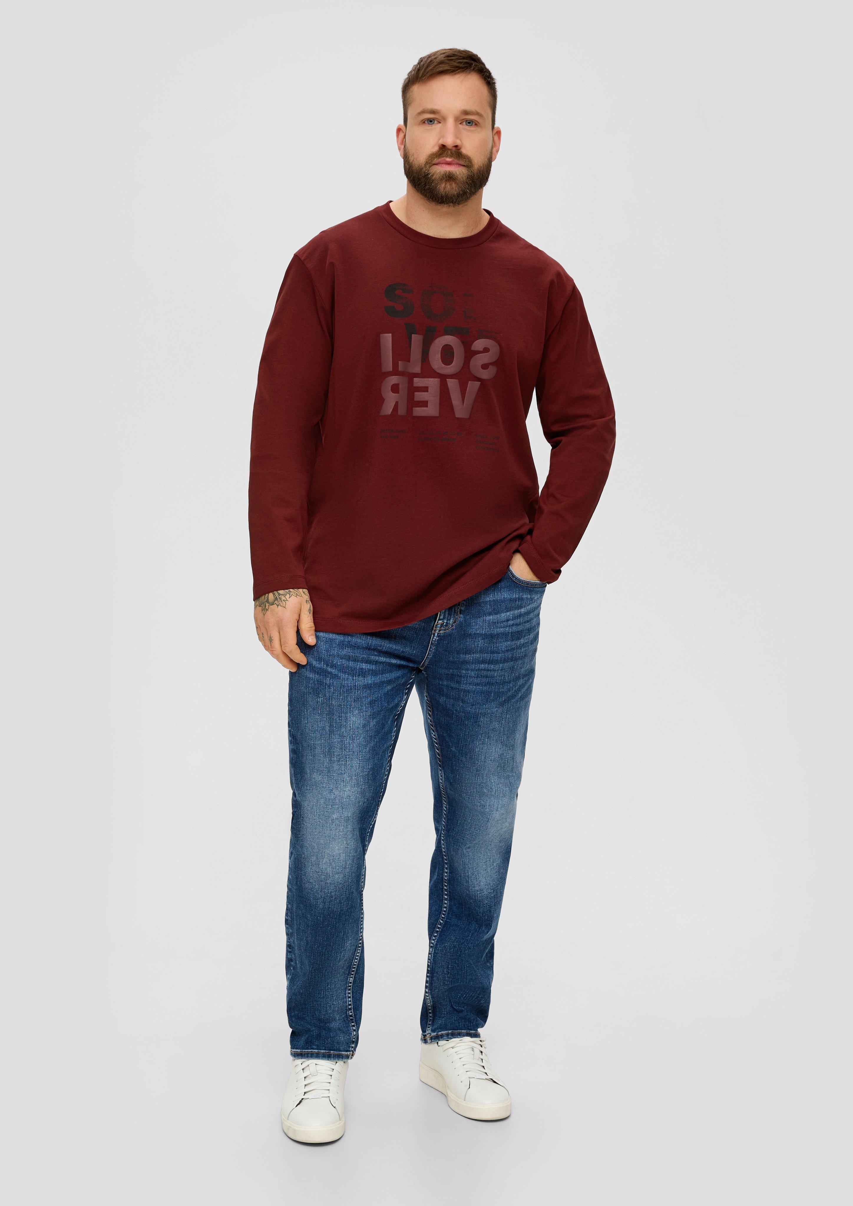 Long sleeve top with a rubberised logo print - white | s.Oliver